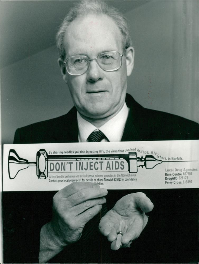 David carrington with a campaign poster. - Vintage Photograph