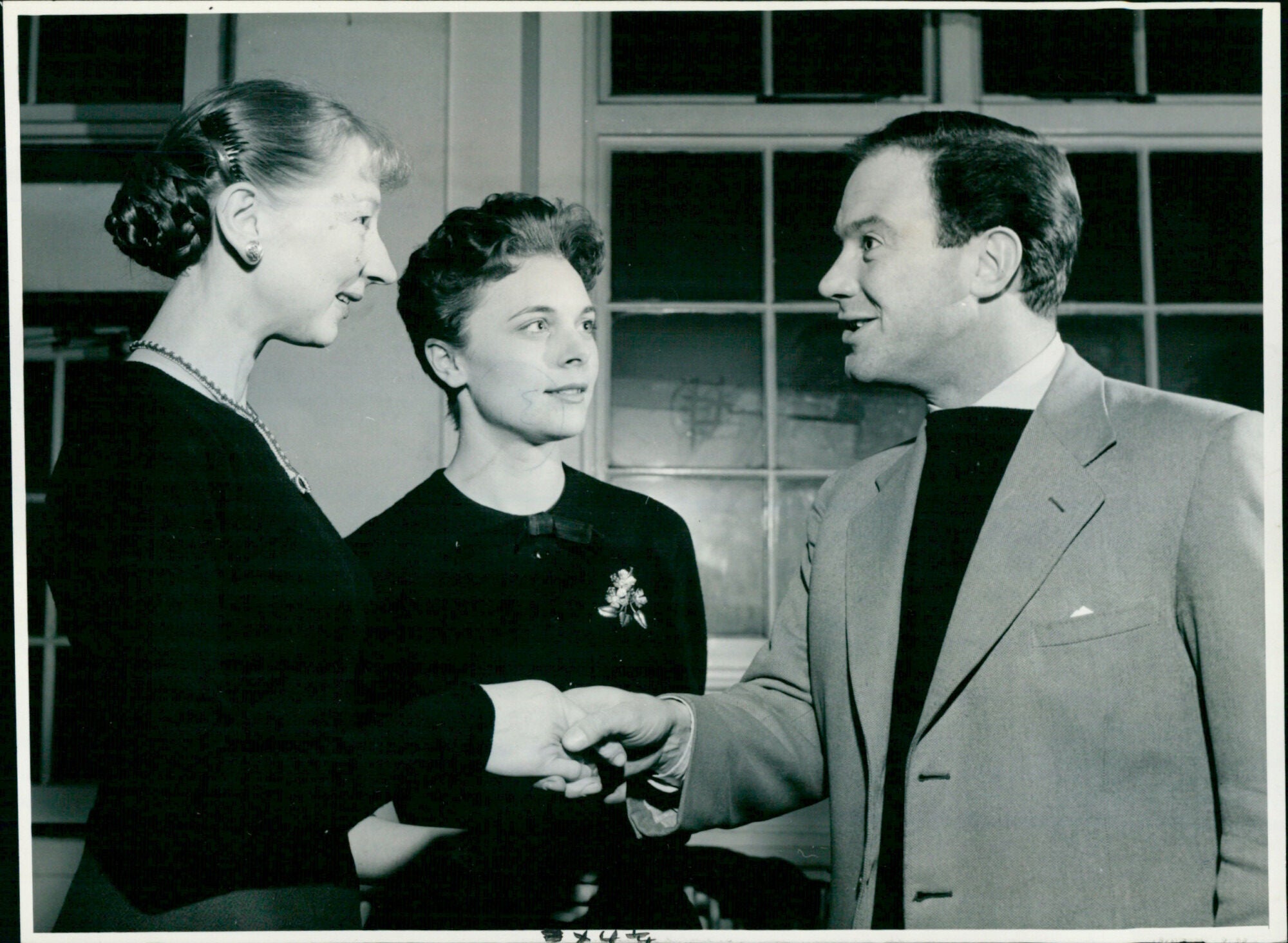 Mary Hinton, Rosamund Greenwood and John Stratton in a scene from the