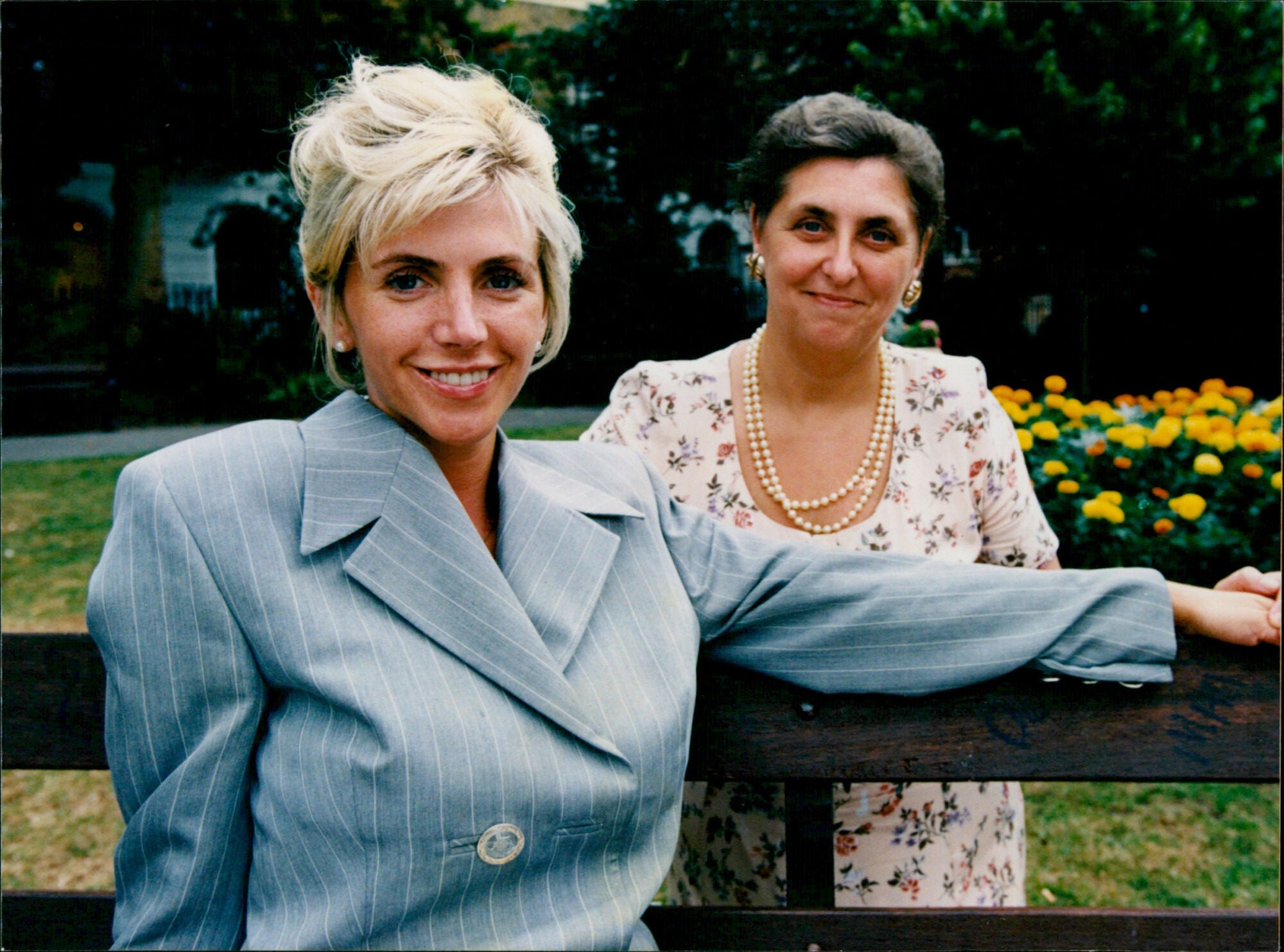 Fiona Wright poses with her mother for a photograph. - Vintage Photogr