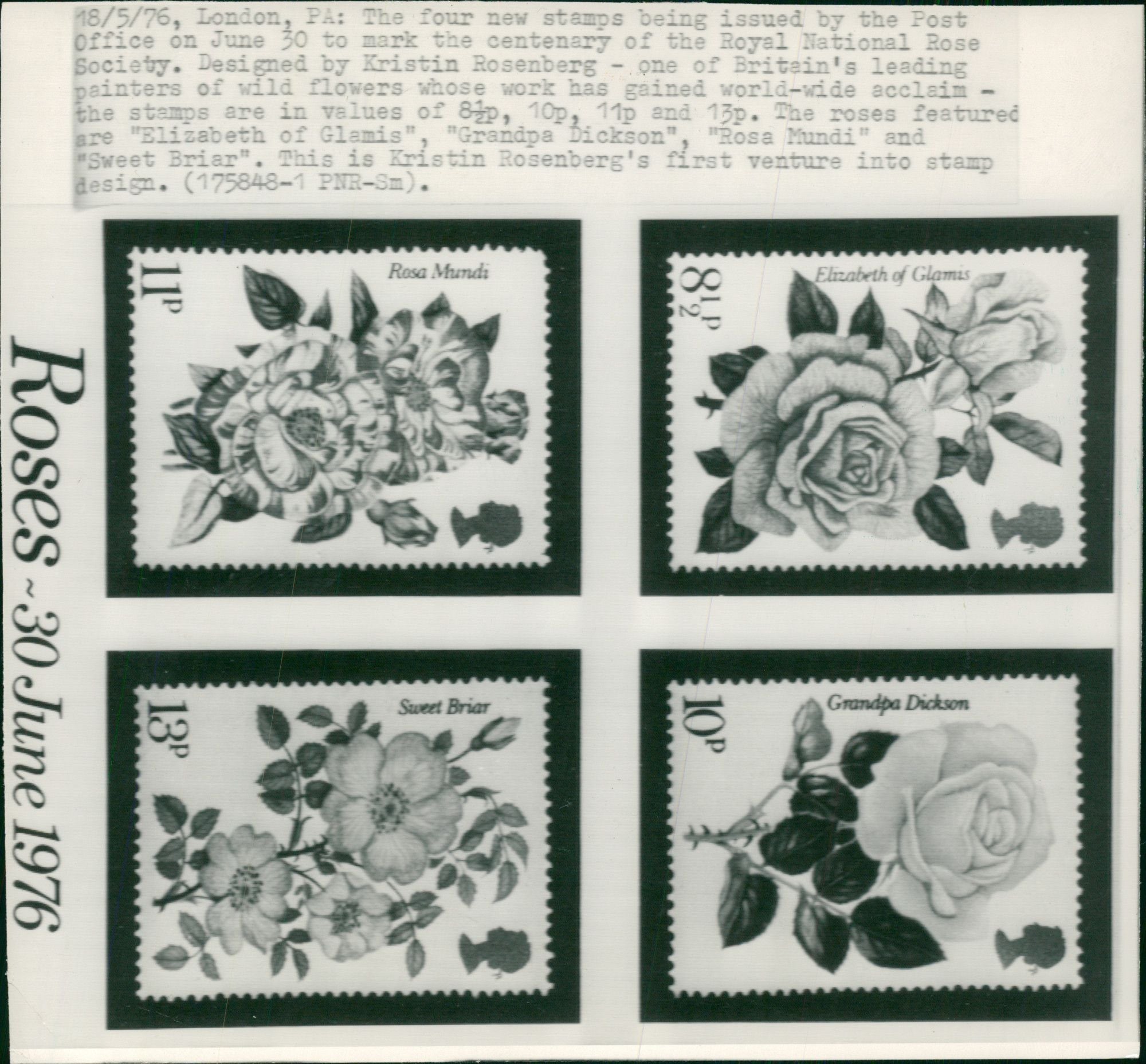 Postage stamp 'Roses' - Vintage Photograph