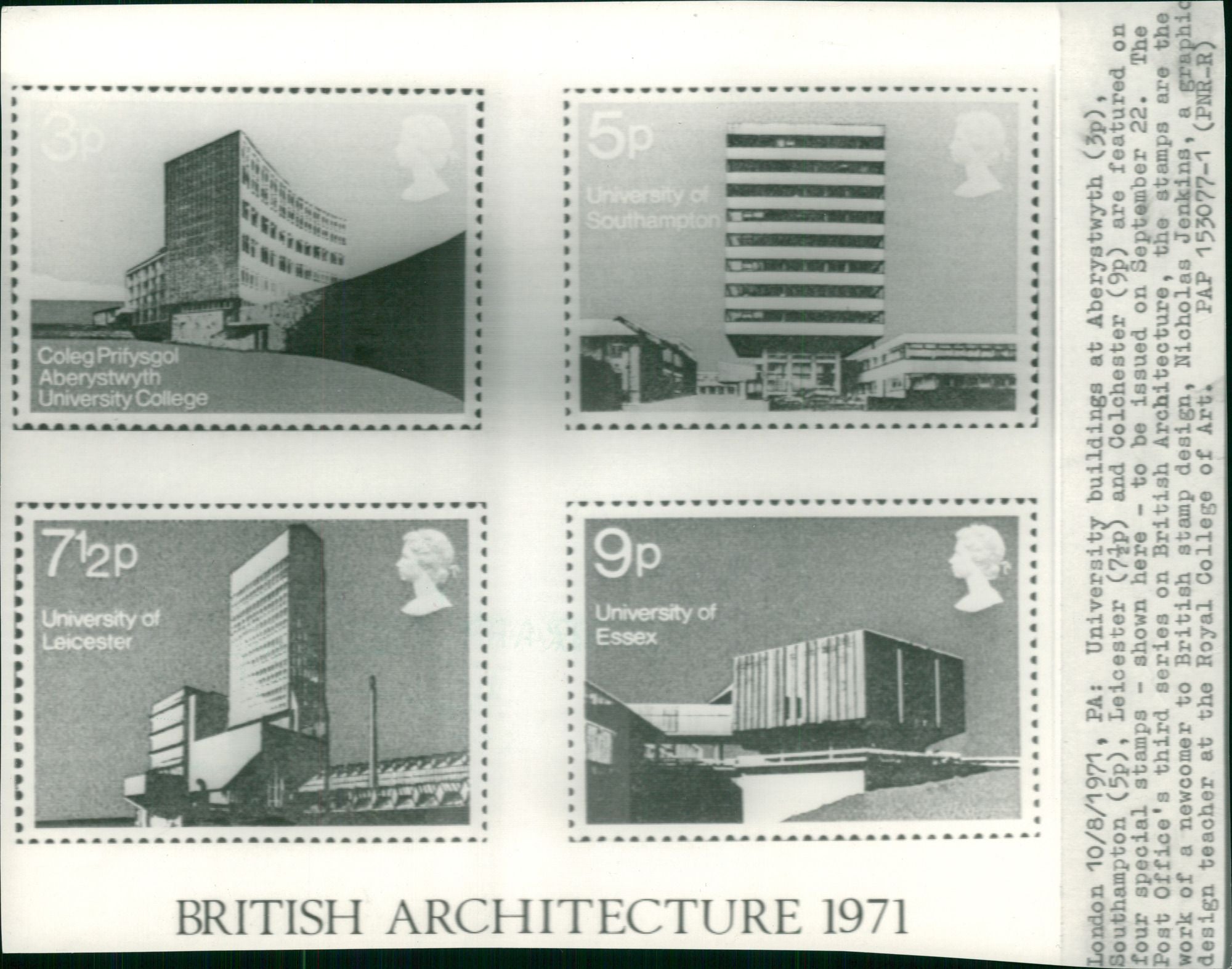 University building Postage stamp - Vintage Photograph