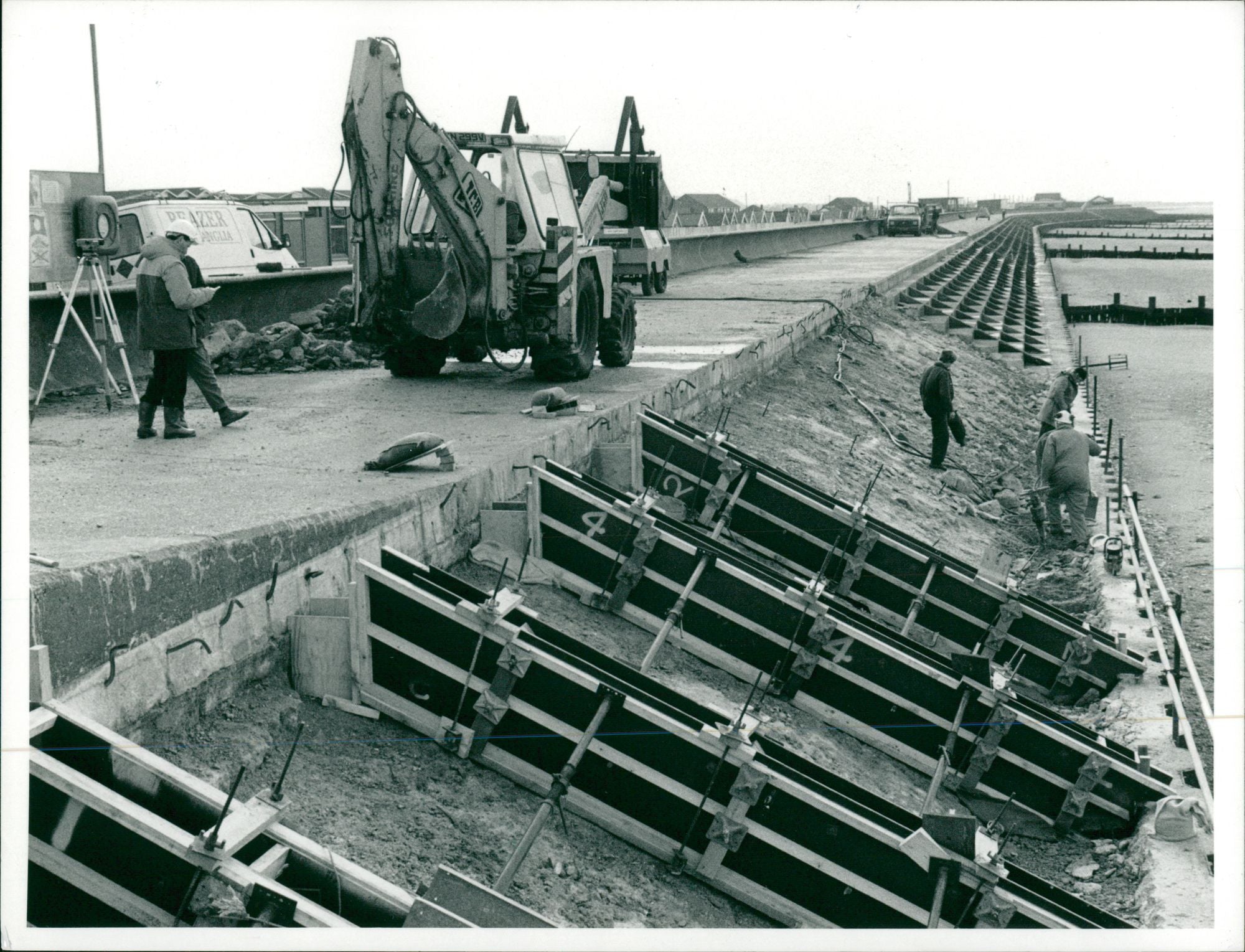 Hunstanton sea front wall construction - Vintage Photograph