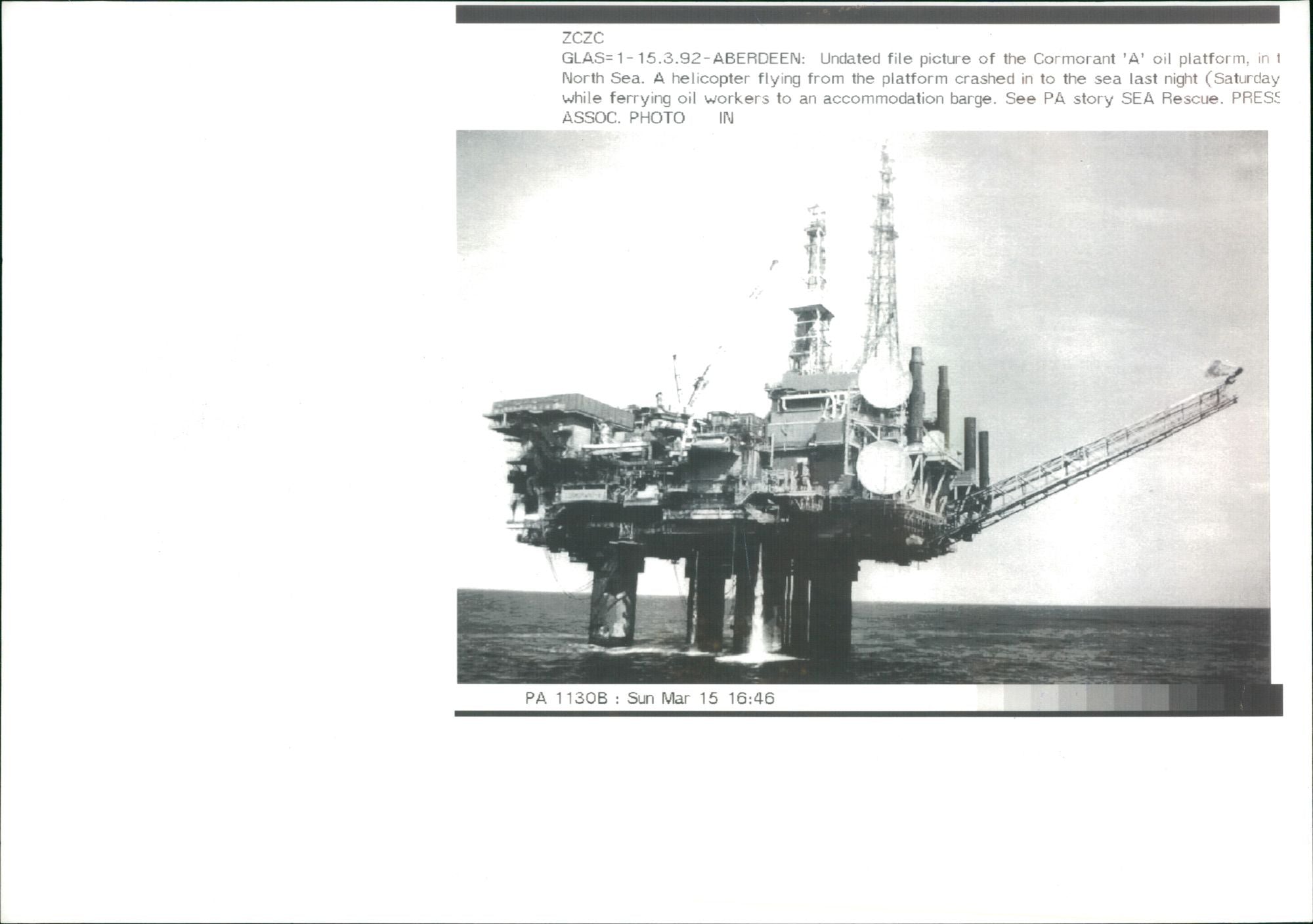 Oil Rigs:Offshore Cormorant Alpha platform - Vintage Photograph