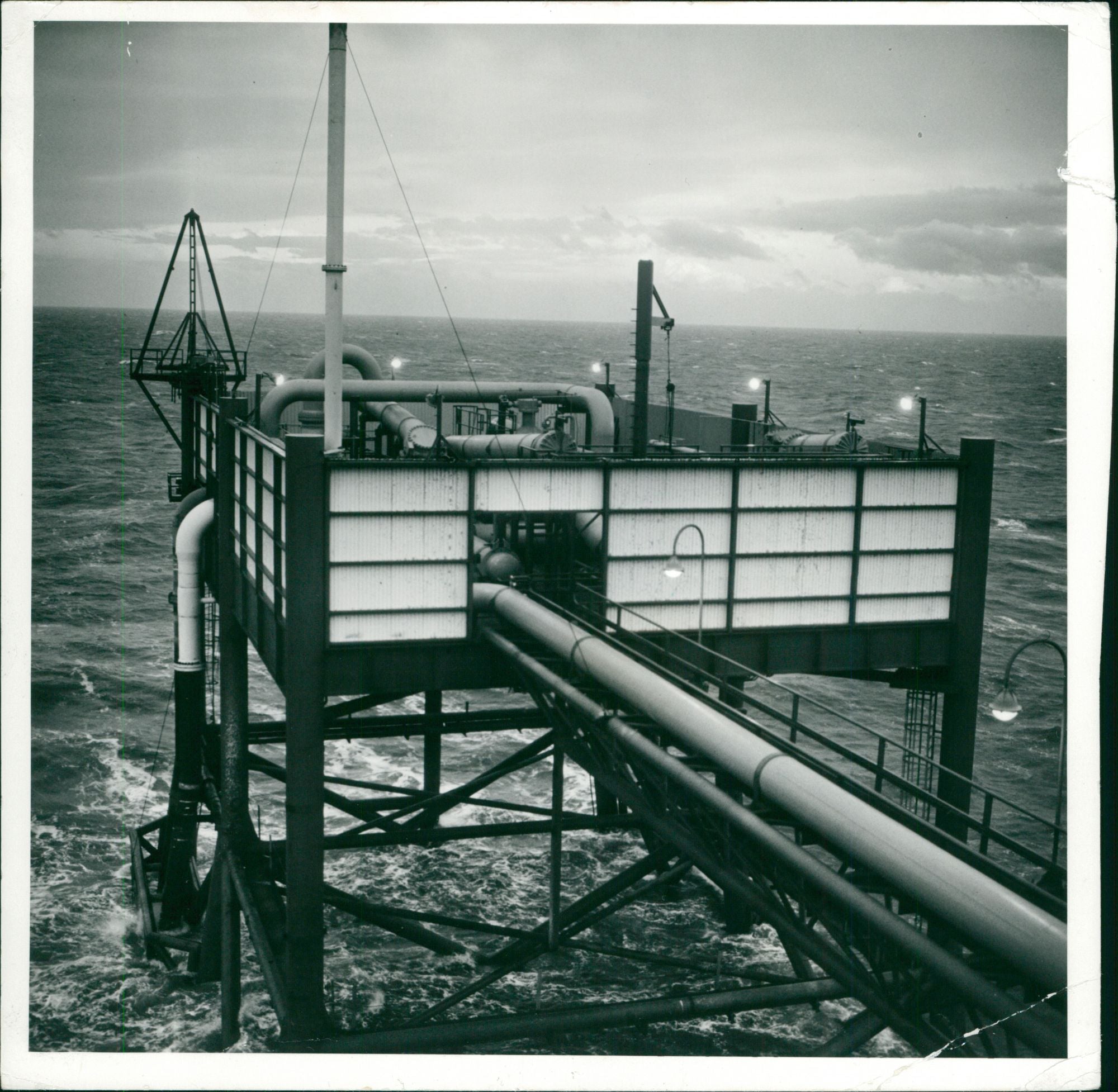 Oil rigs offshore - Vintage Photograph