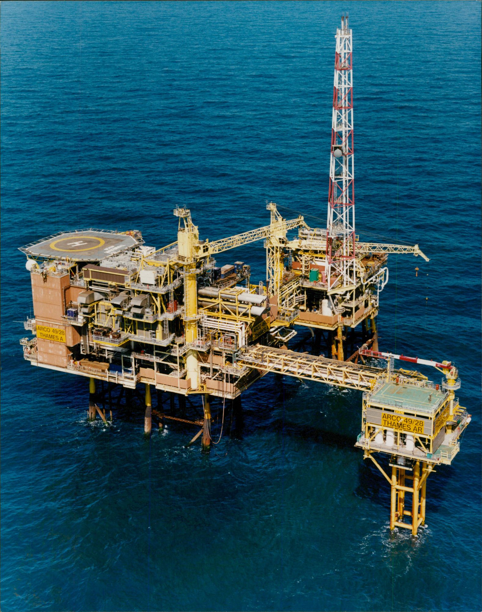 Oil rigs offshore - Vintage Photograph