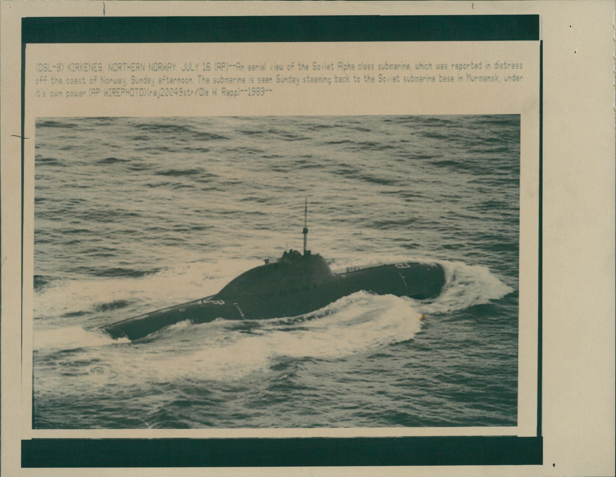 An aerial view of the Soviet Alpha class submarine - Vintage Photograp