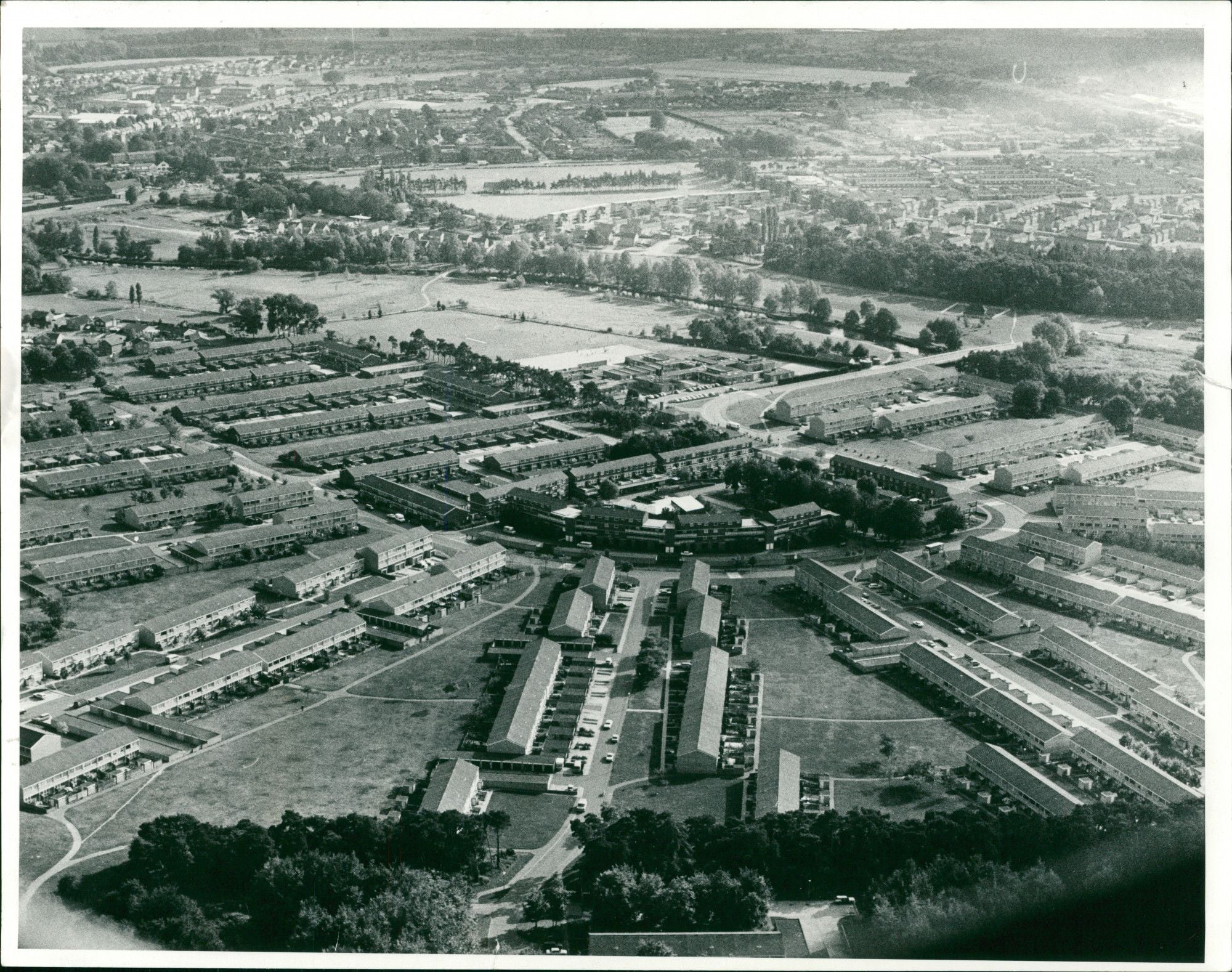 Aerial view of Abbey Farm Estate Thetford - Vintage Photograph