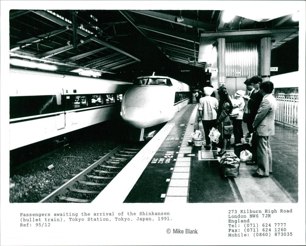 Japan Railways' Shinkansen (bullet train) in Tokyo Station - Vintage P