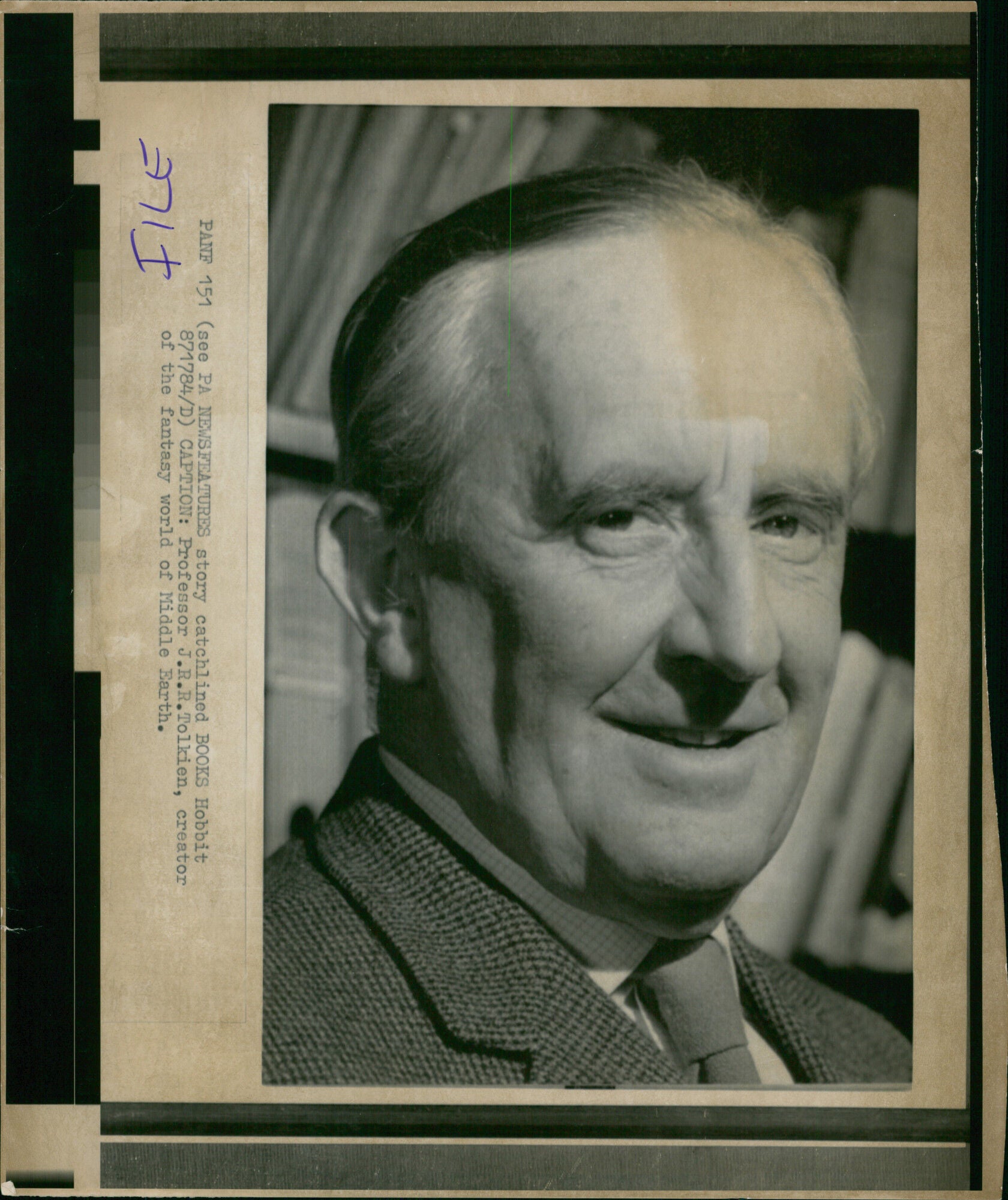 Professor J.R.R. Tolkien poses for a photograph. - Vintage Photograph