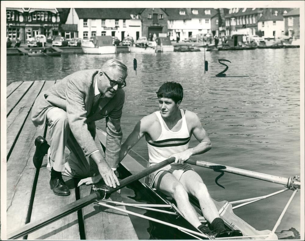 Peter Johnson with father Mr. Alden P. Johnson. - Vintage Photograph