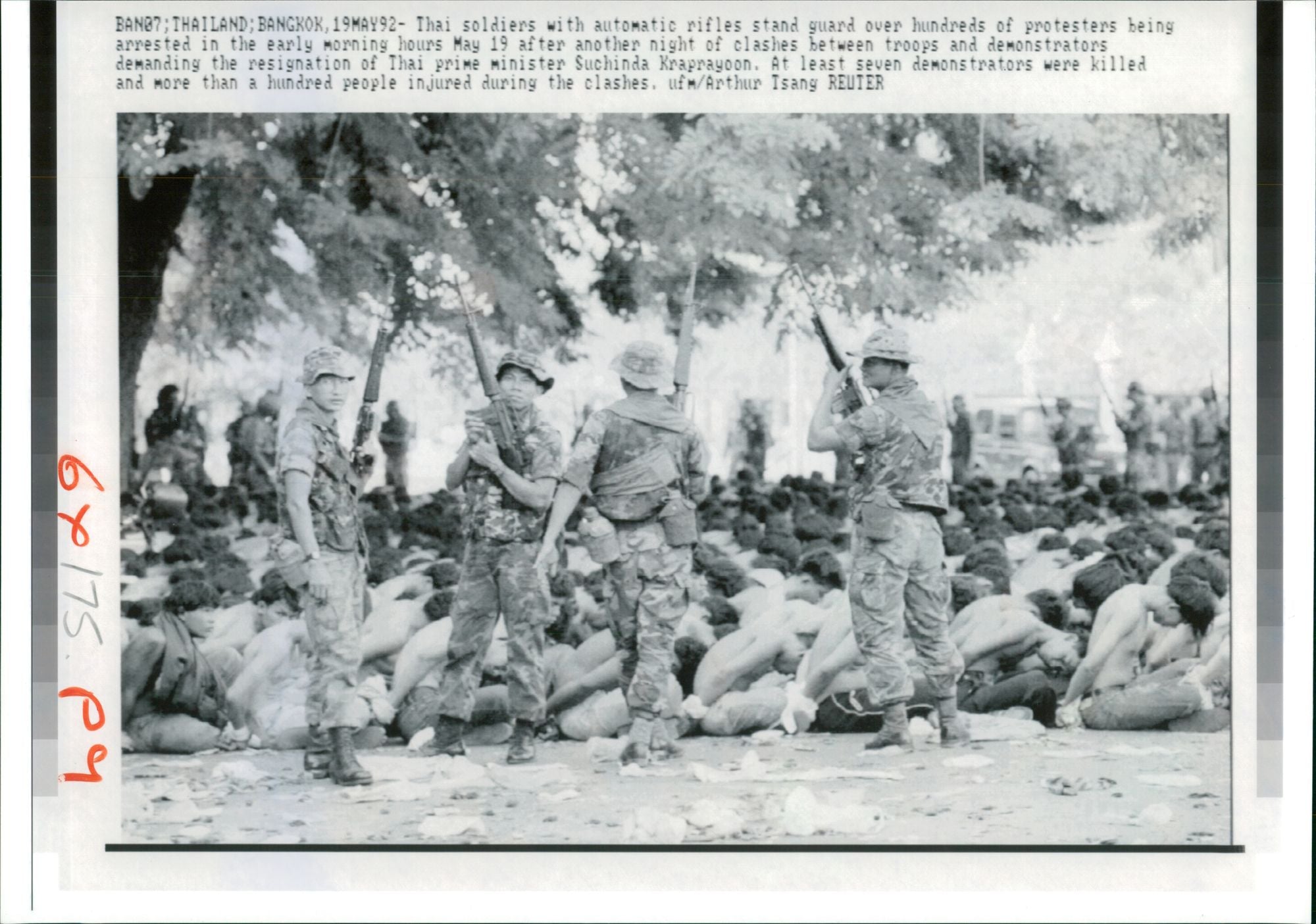 Thai soldiers with automatic rifles - Vintage Photograph