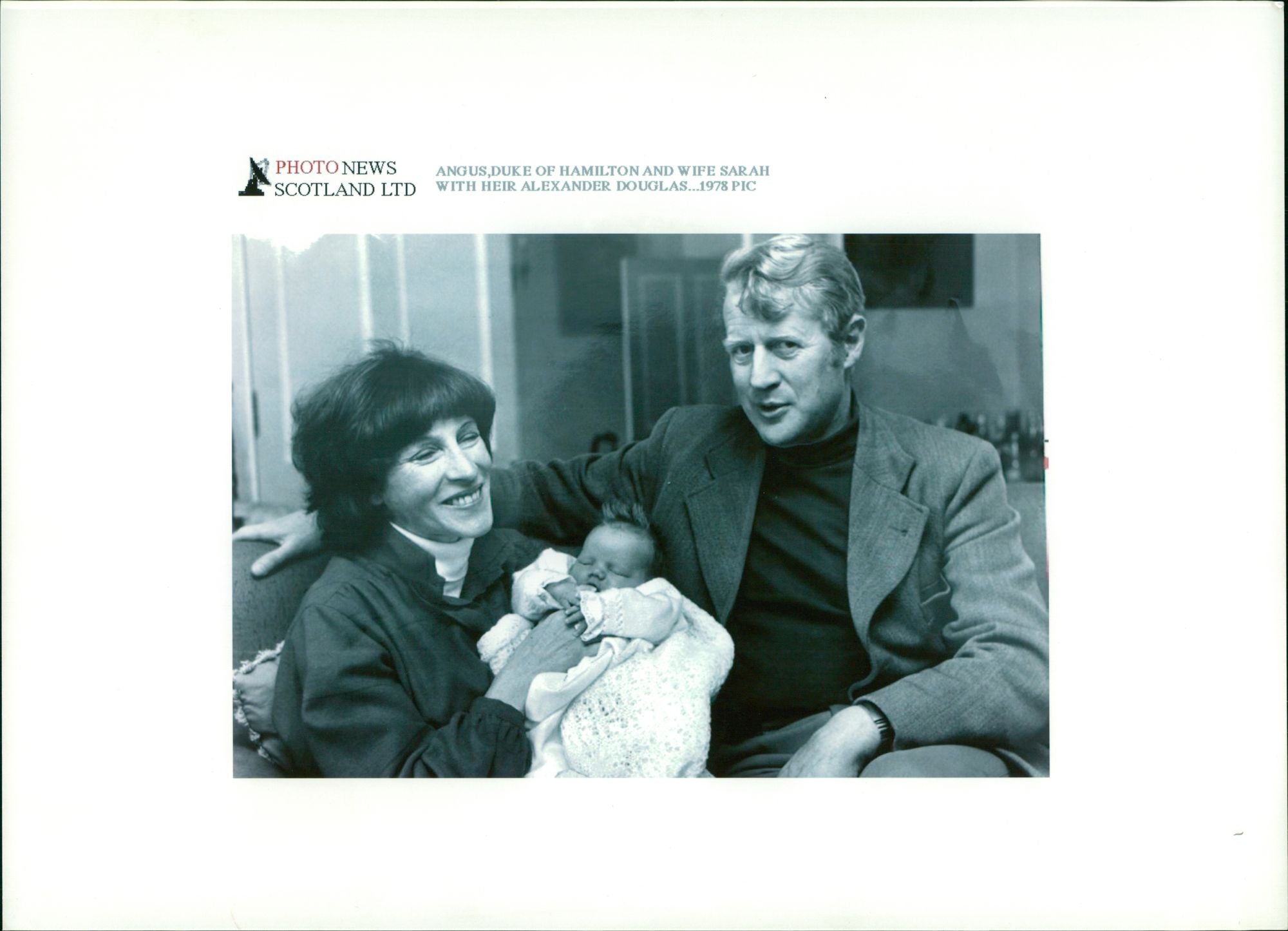 Angus Douglas-Hamilton with wife Sarah. - Vintage Photograph