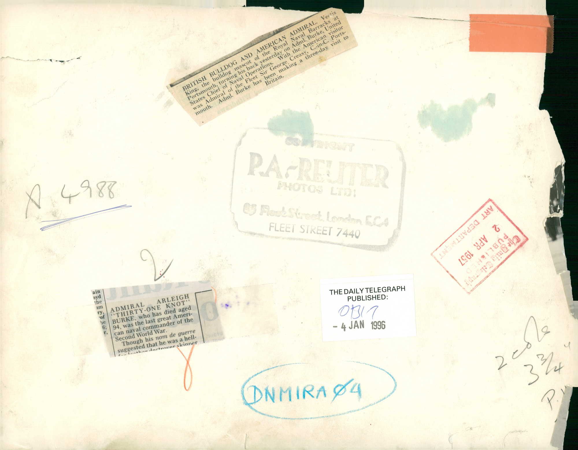 Admiral Arleigh Burke, King and Sir George Creasy. - Vintage Photograp