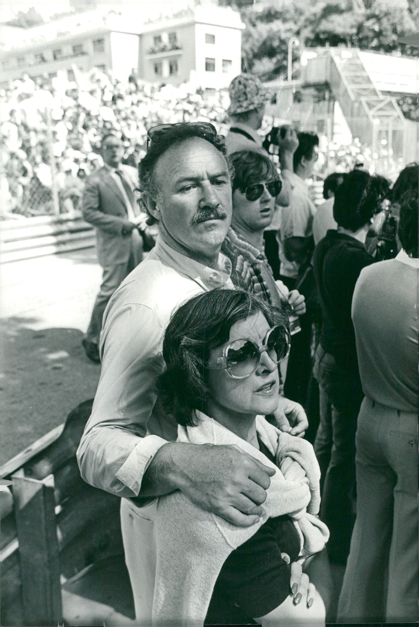 Actor Gene Hackman looks at the Monaco Grand Prix - Vintage Photograph