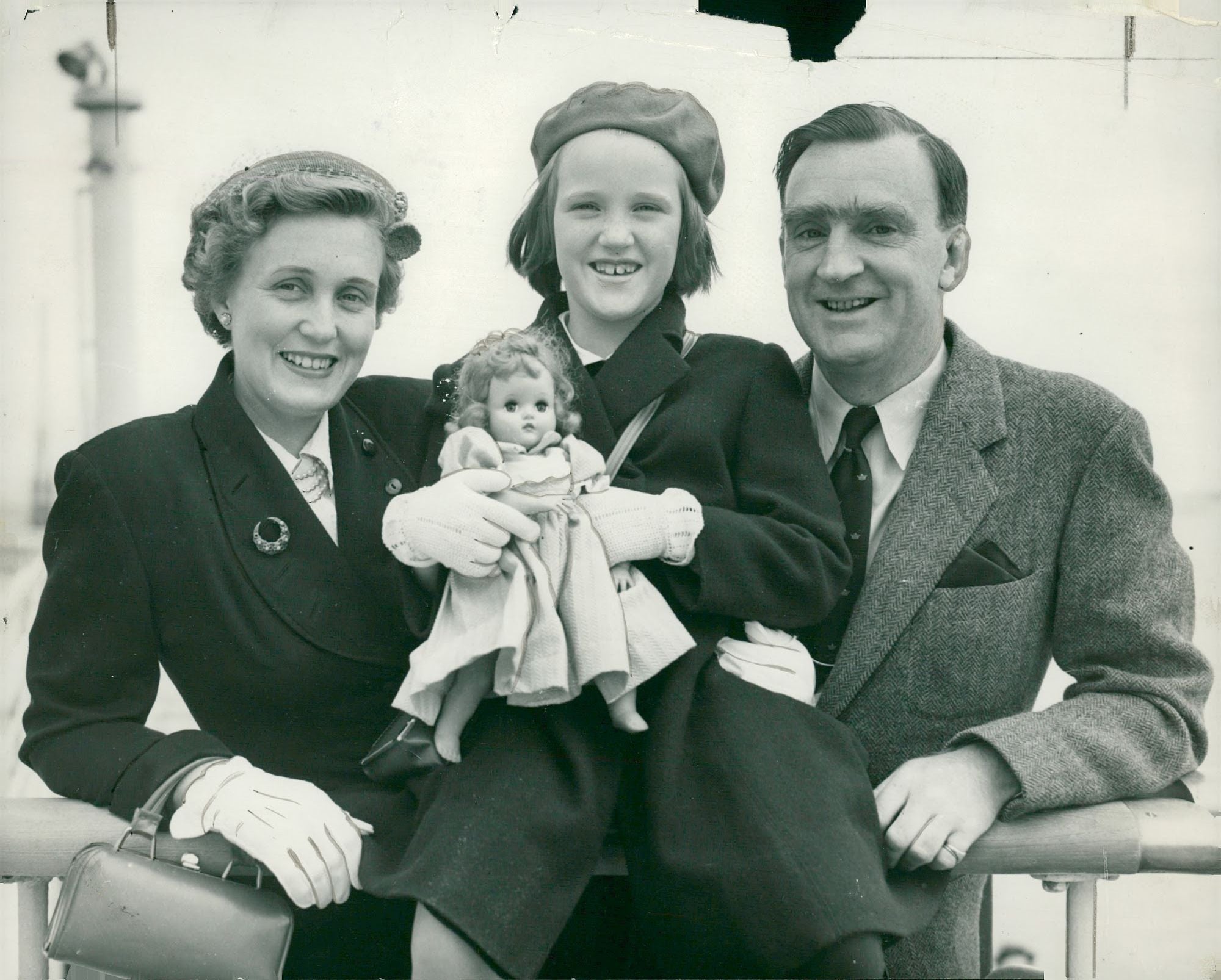 Paul Gore-Booth with his wife and daughter - Vintage Photograph