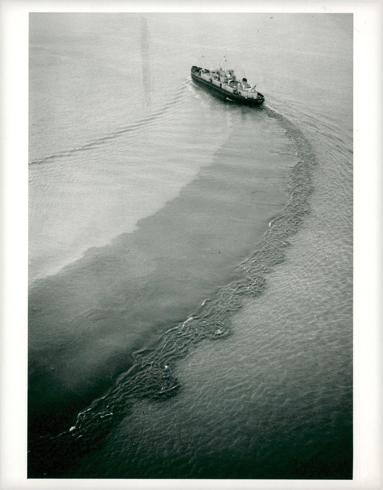 Aerial view of a Sewage sludge dump ship - Vintage Photograph