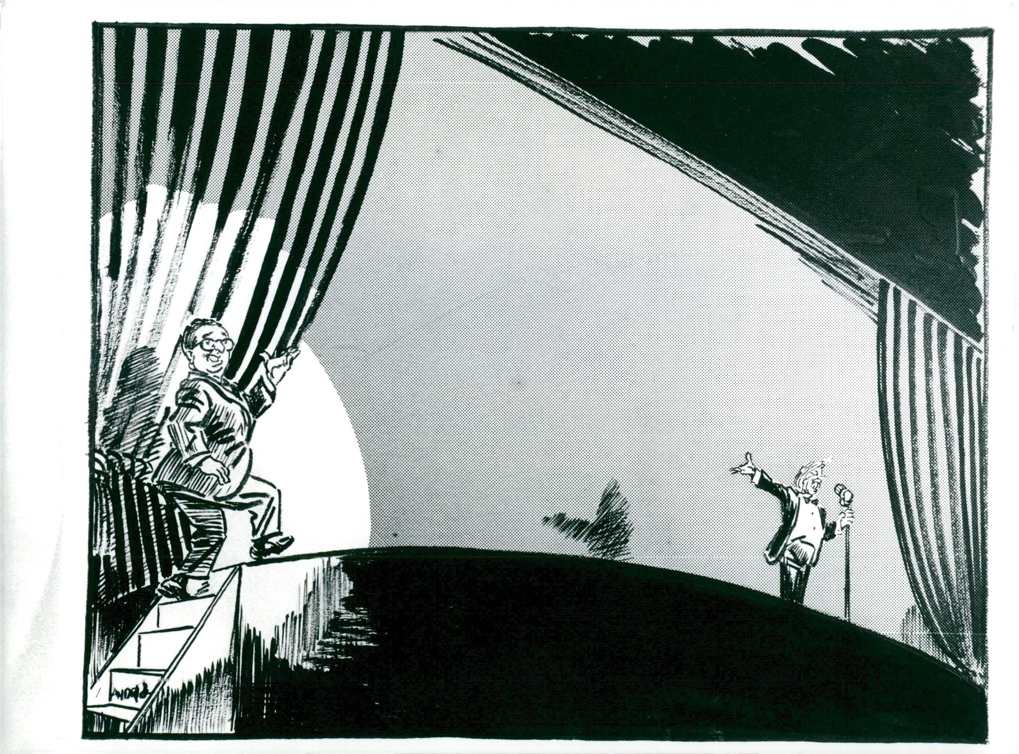 Cartoon cartoon depicting Henry Kissinger and Jimmy Carter - Vintage P