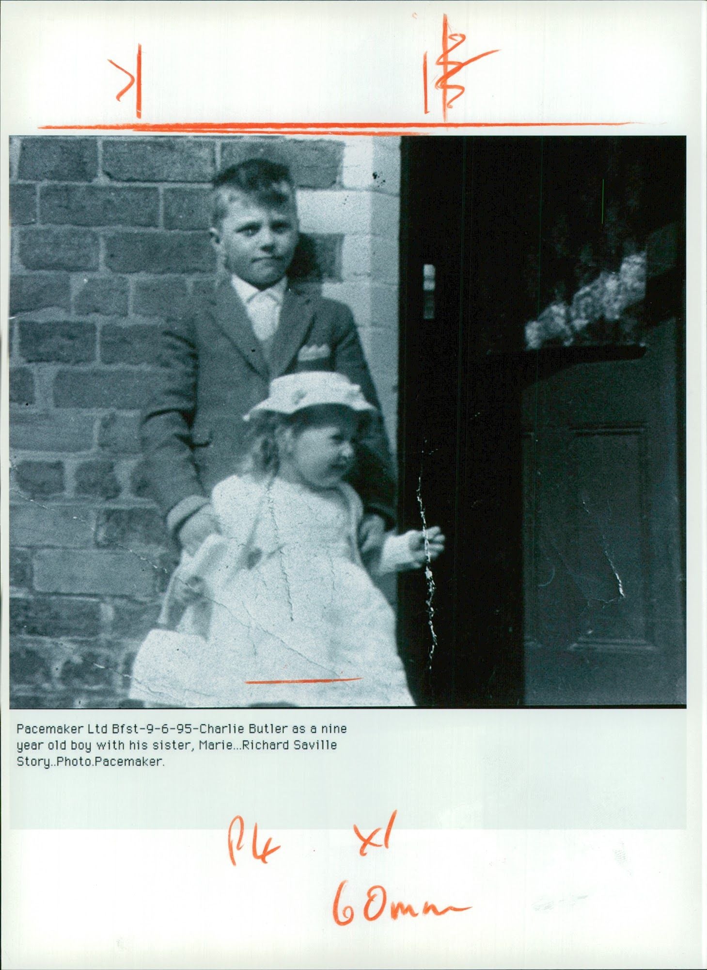 Charlie Butler as a nine year old boy with his sister Marie Richard Sa