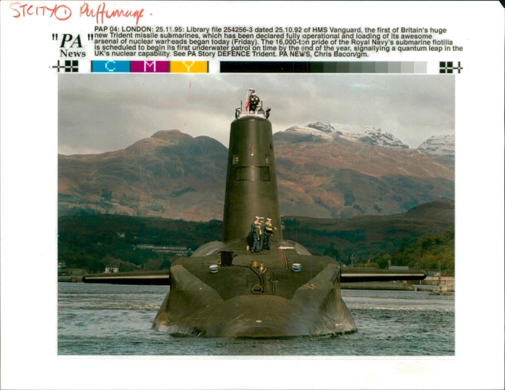 Vanguard Sub:the first britain huge new trident missile submarines.