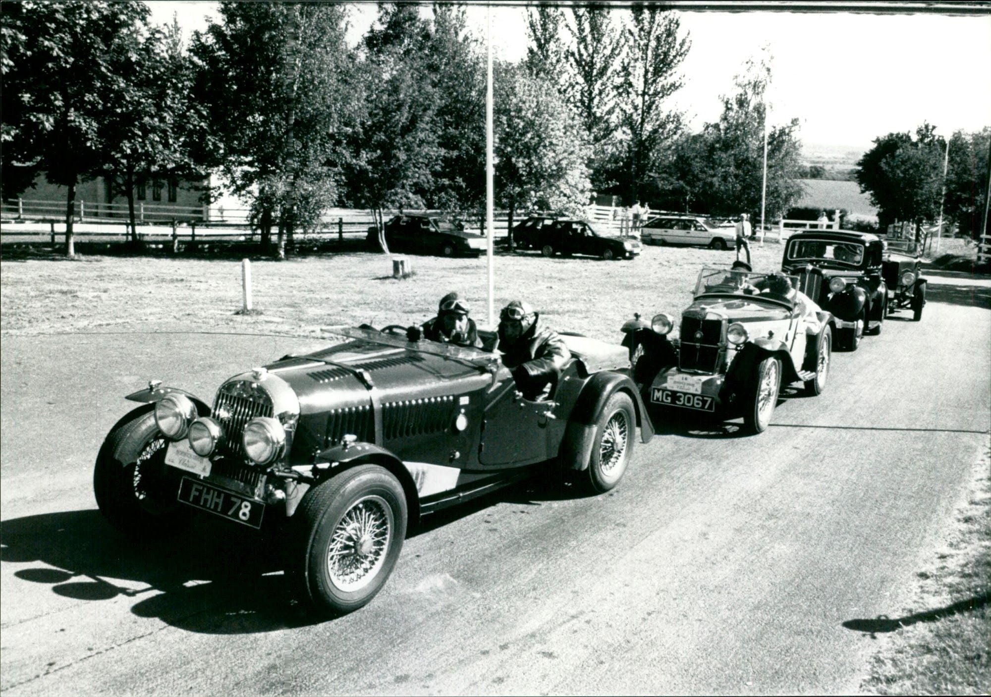 A 1952 Morgan Plus 4, 1934 MG J2 and a 1938 Morris 12. - Vintage Photo