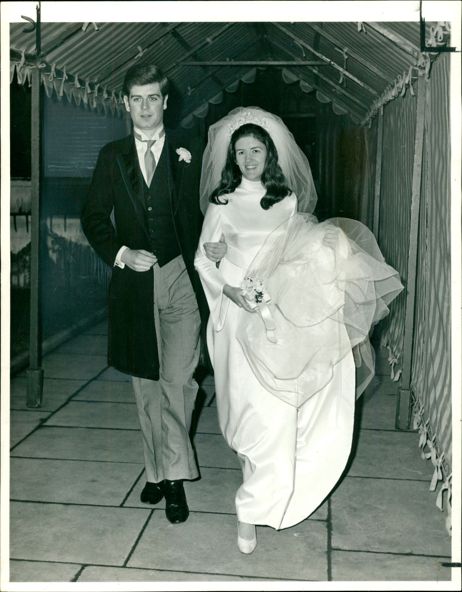 Lord Strathnaver and his bride, Miss Eileen Baker. - Vintage Photograp