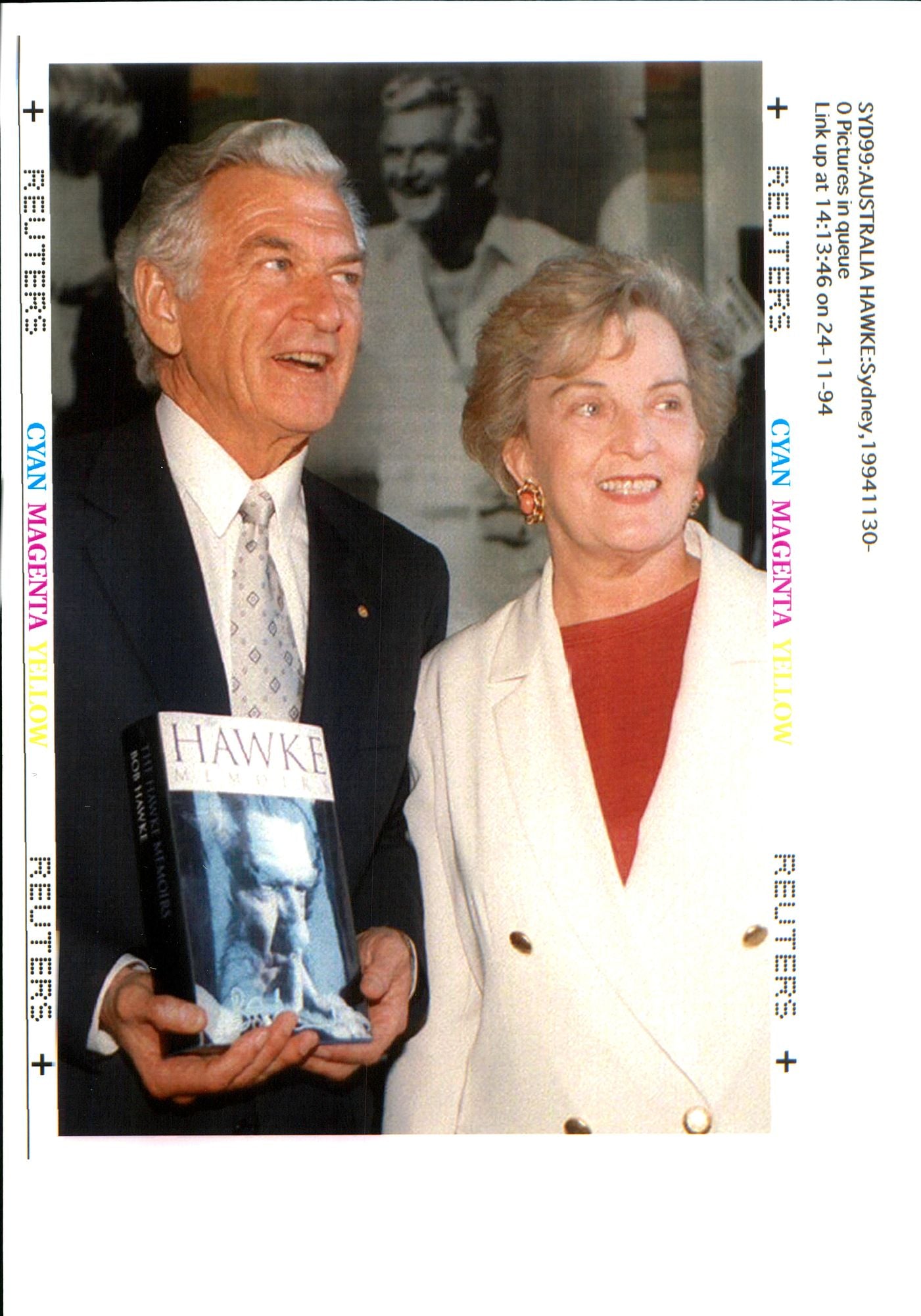 Former Australian Premier Bob Hawke with his ex-wife Hazel launching h