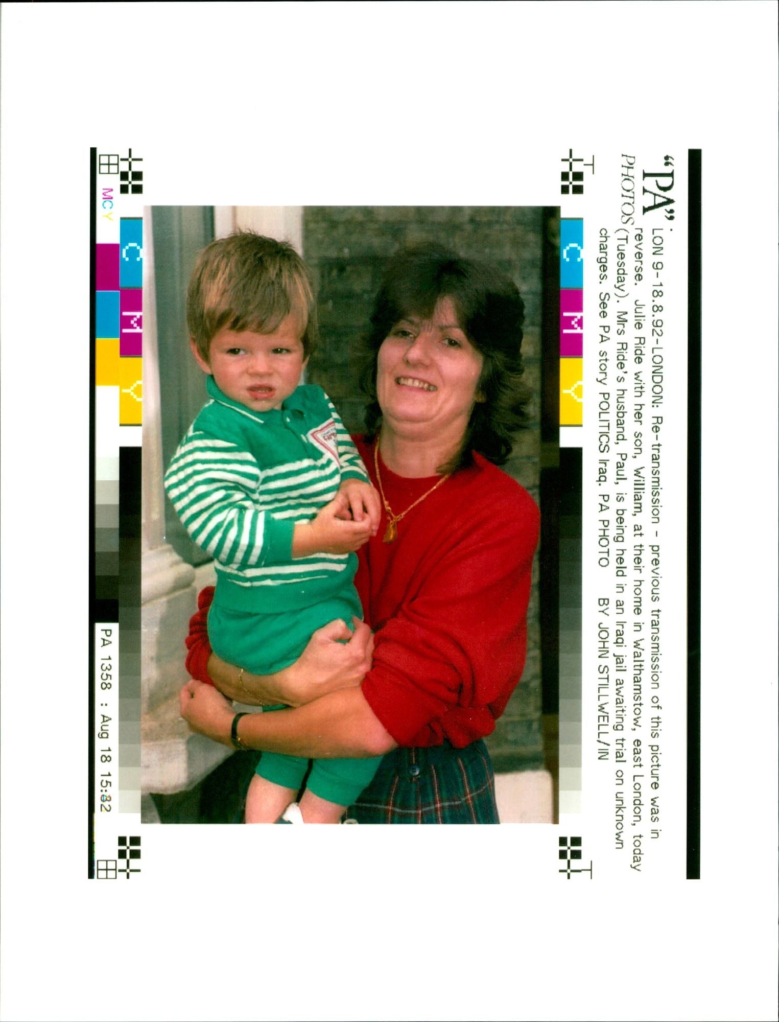 Julie Ride With her son. - Vintage Photograph