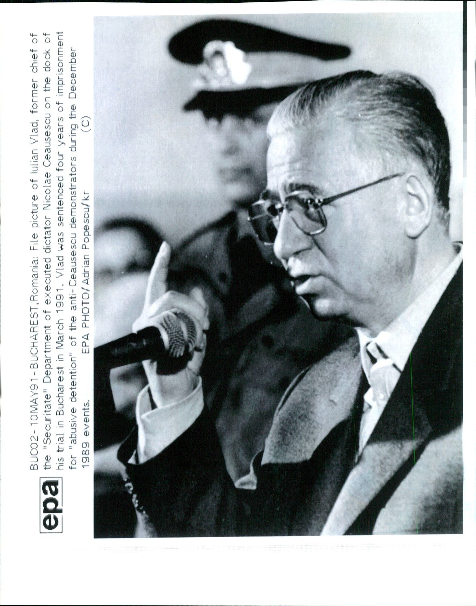 Gen. Julian Vlad former chief of the Securitate. - Vintage Photograph