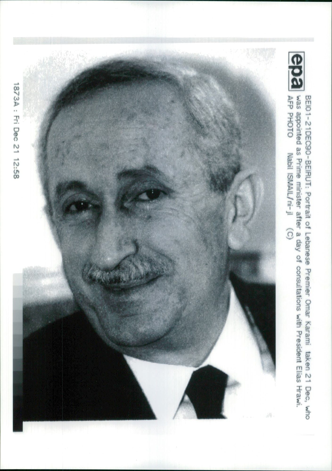 Portrait of Lebanese Premier Omar Karami. - Vintage Photograph