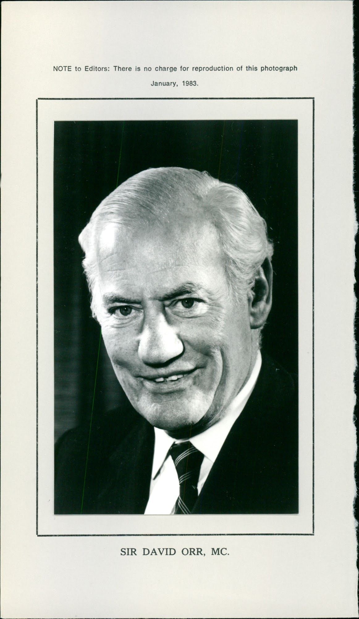 Sir David Orr, Irish philanthropist and World War II veteran - Vintage