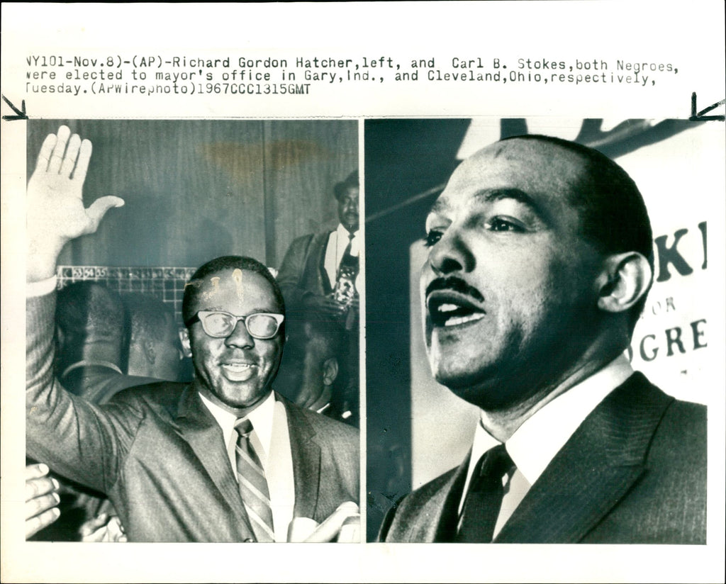 Richard Gordon Hatcher and Carl B. Stokes. - Vintage Photograph