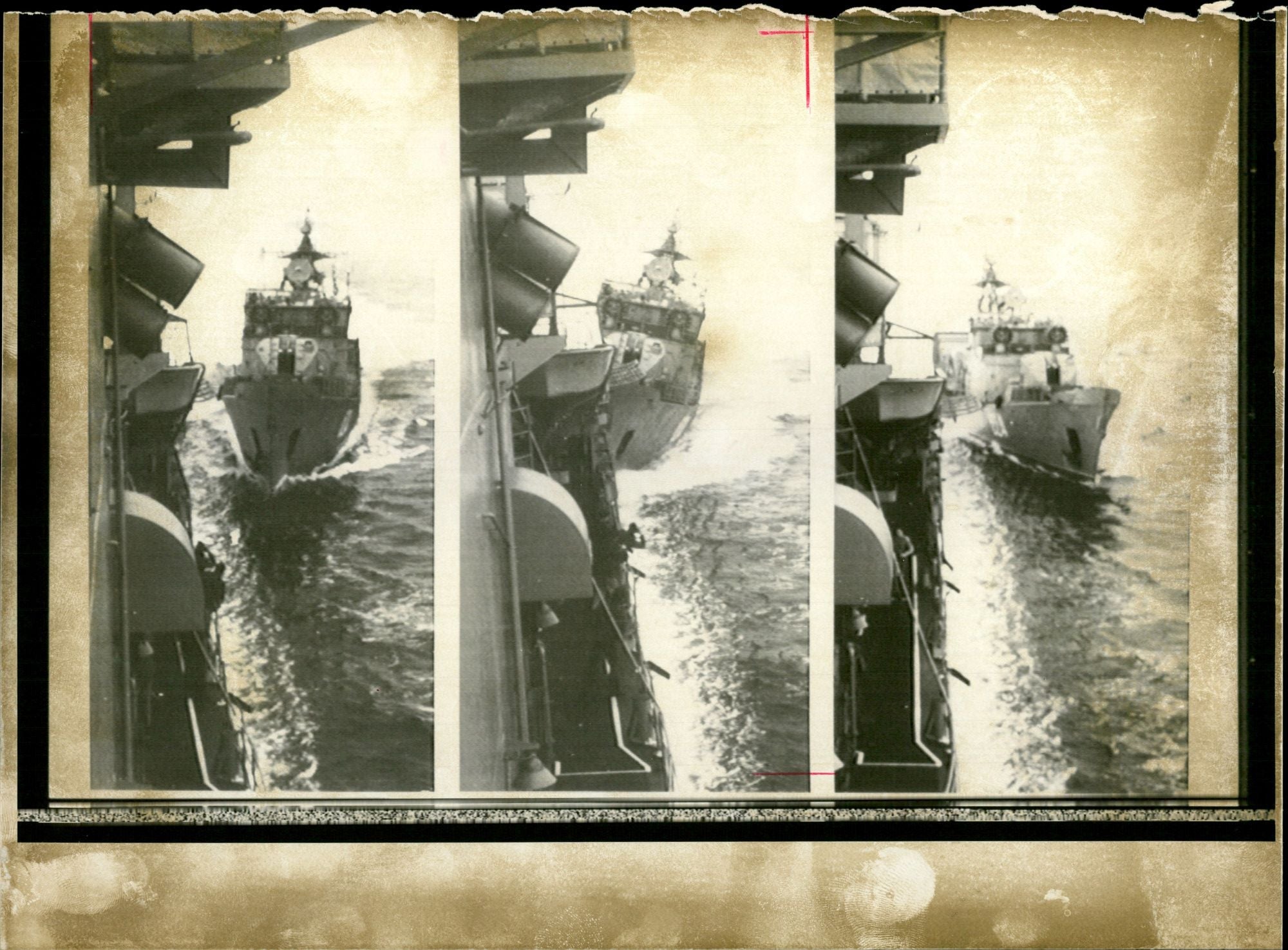 Ship : USS Caron Bumped by a Soviet Frigate - Vintage Photograph