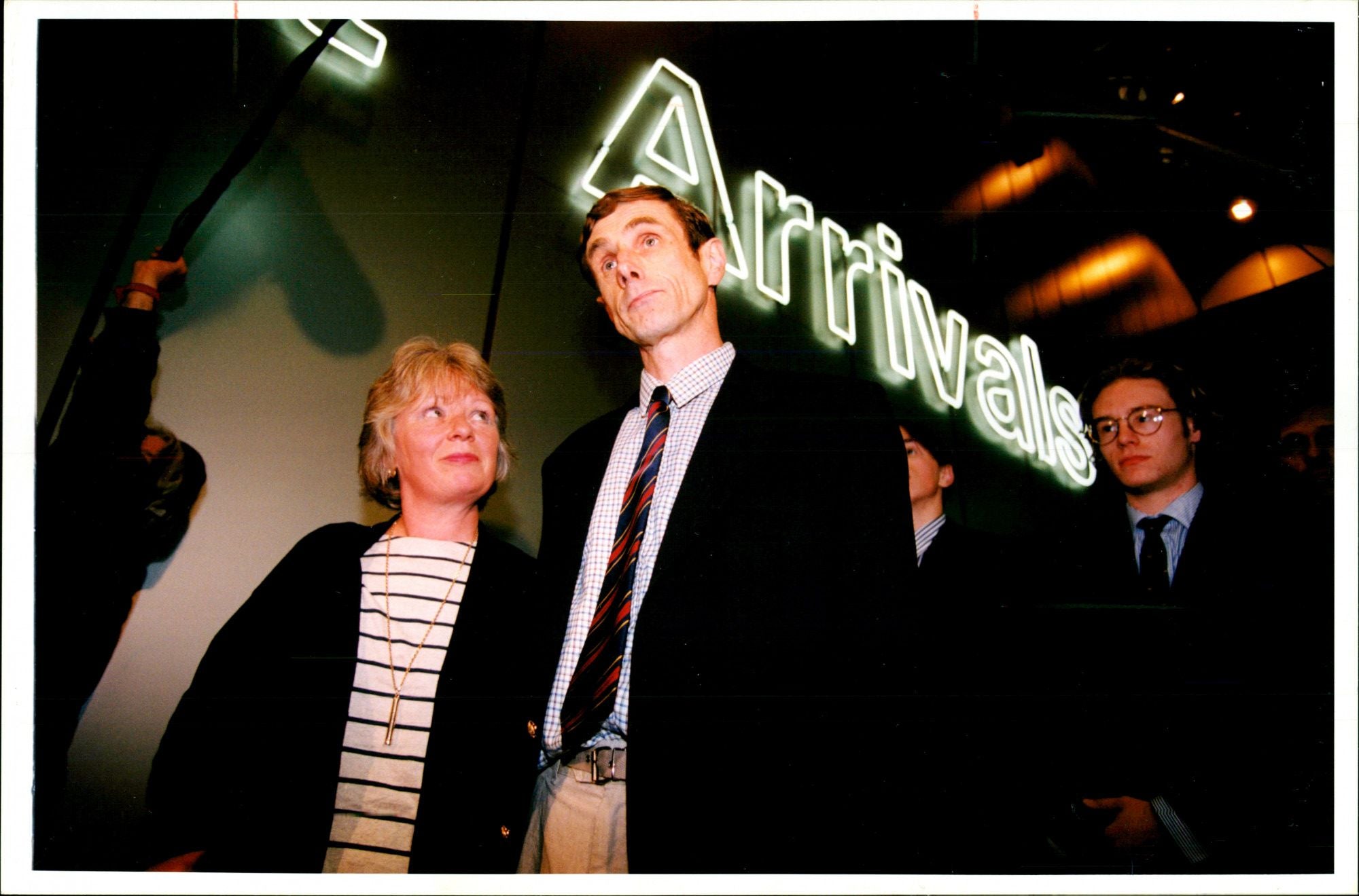 Happy landings: Lt. Col Robert Neill and his wife, Fiona, arrive at He