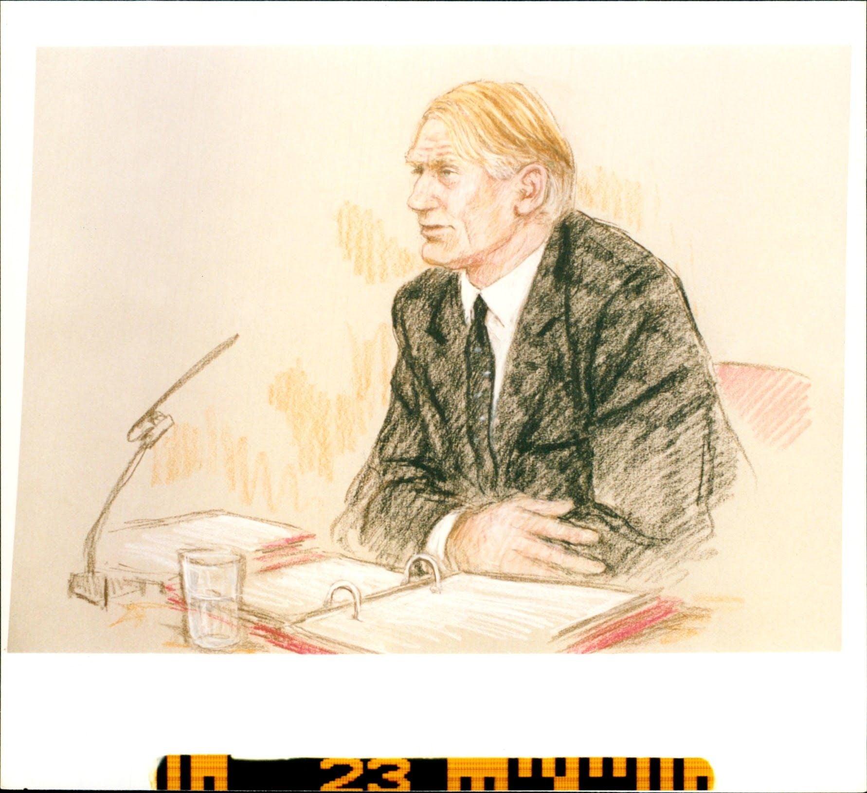A drawing of Cabinet secretary Sir Robin Butler. - Vintage Photograph