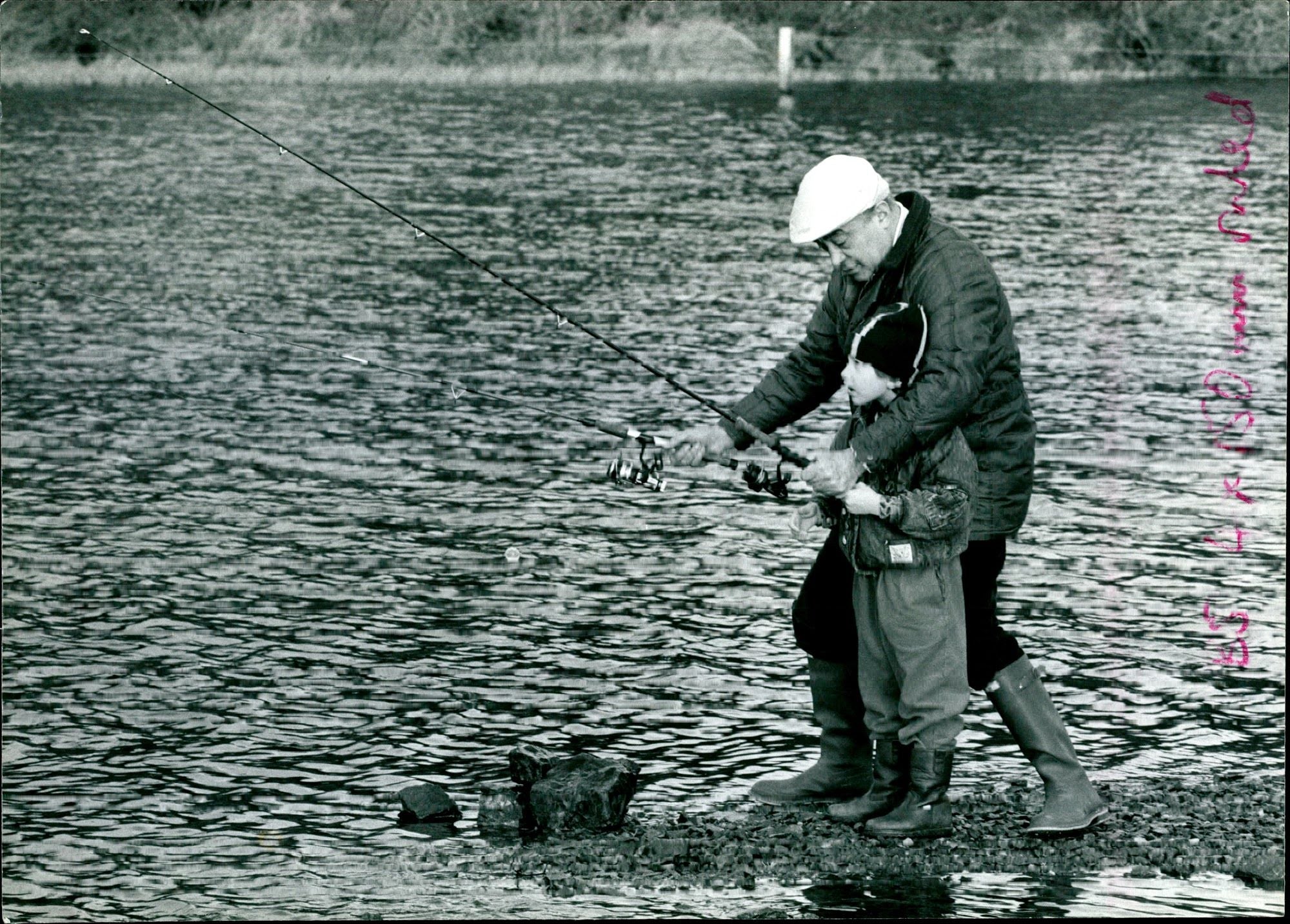 Mohamed Al Fayed with his son Karim. - Vintage Photograph