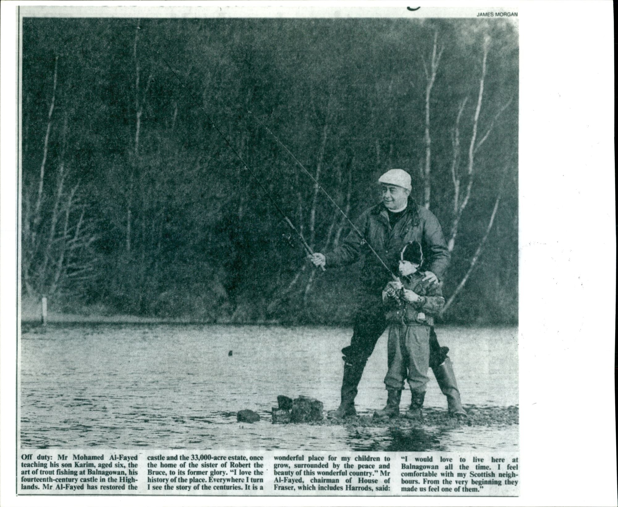 Mohamed Al Fayed with his son Karim. - Vintage Photograph