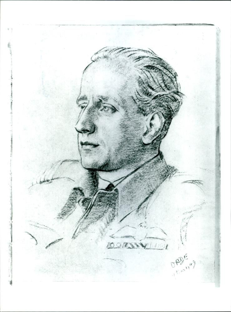 A pencil sketch depicting Captain Percy Charles "Pick" Pickard - Vinta