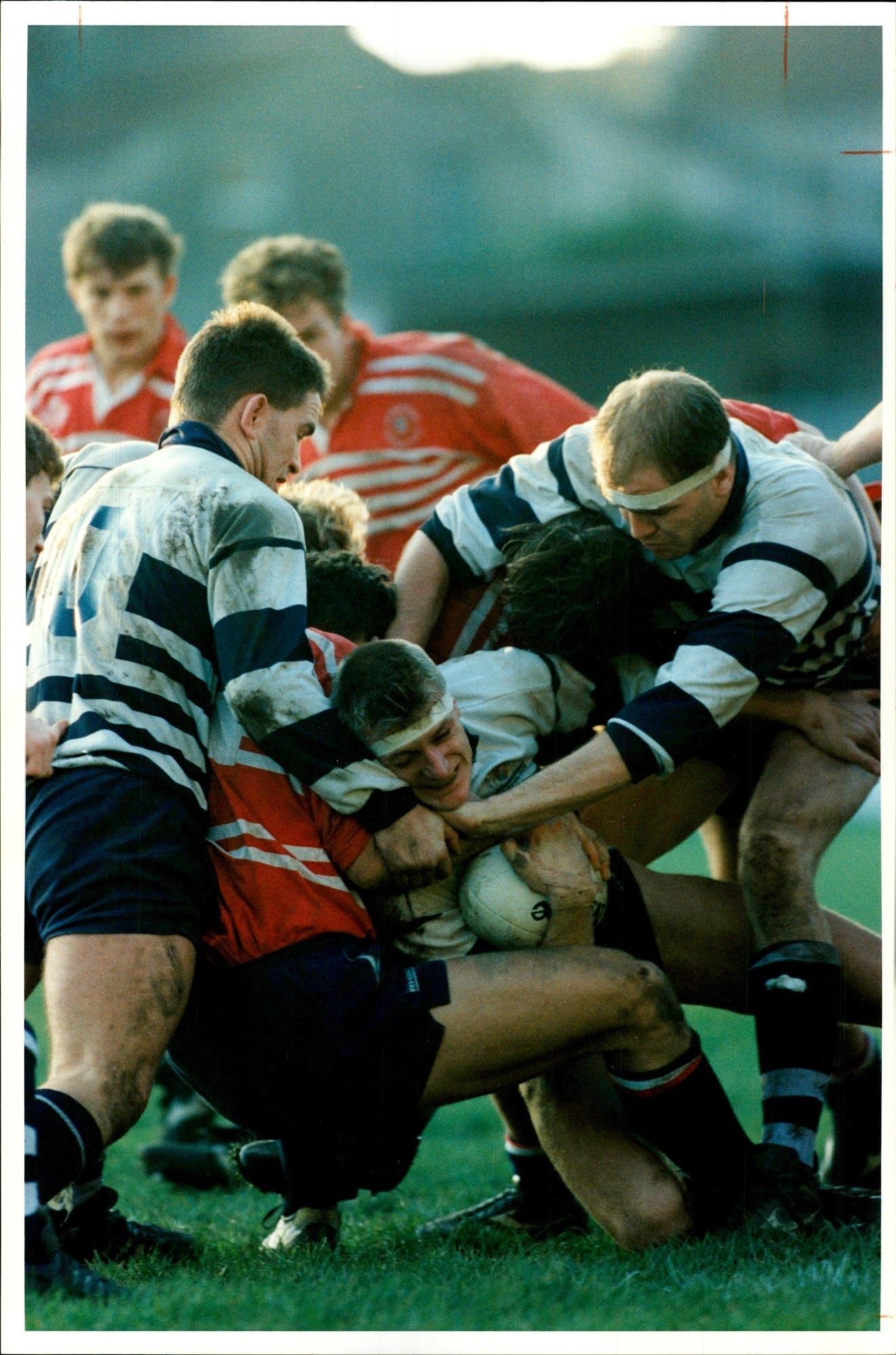 A photo showing the Bristol captain Derek Eaves with other players.