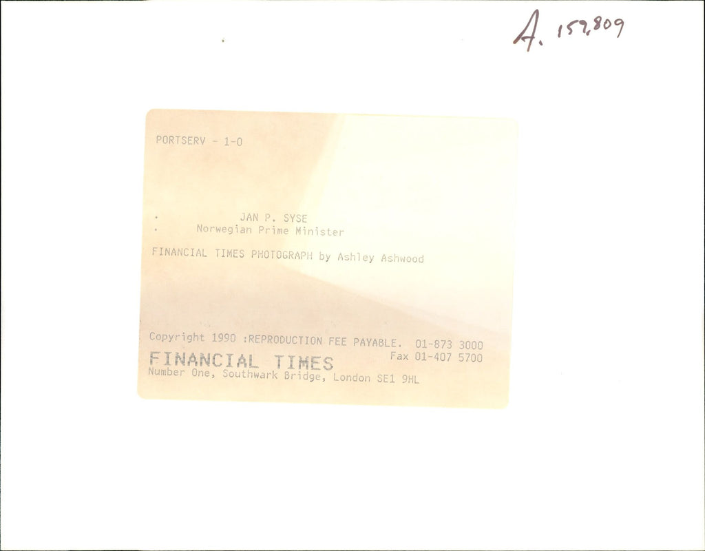 Mr. Jan P. Syse - Vintage Photograph