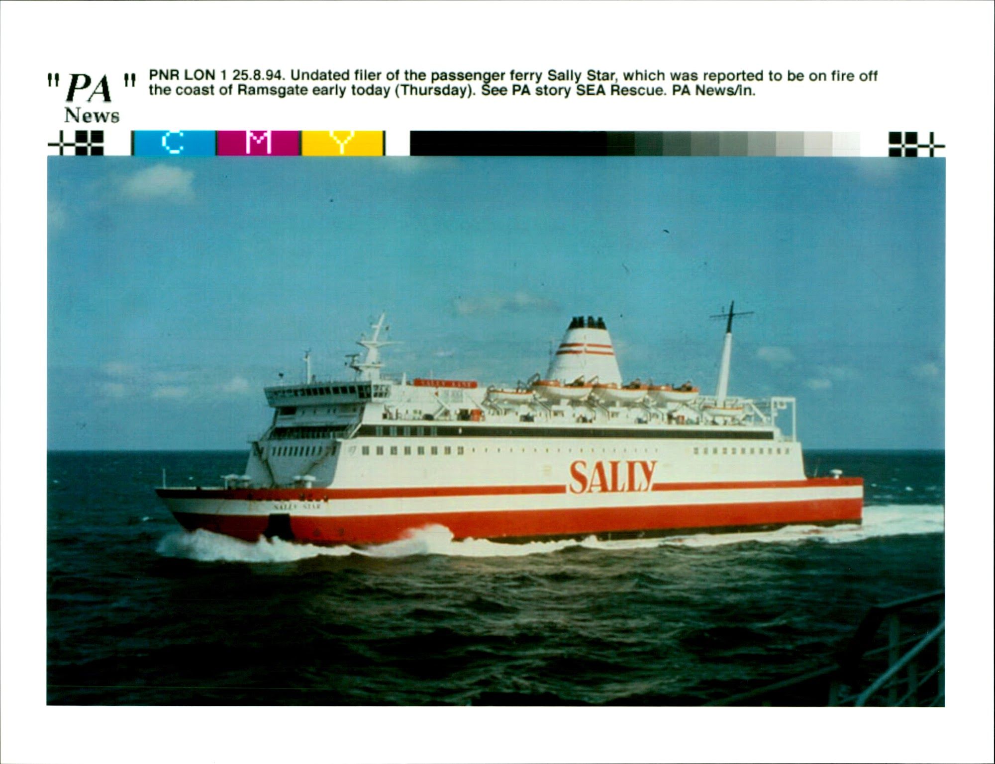 1994 PASSENGER FERRY SALLY STAR WAS REPORTED FIRE OFF THE SEA SHIP EAR