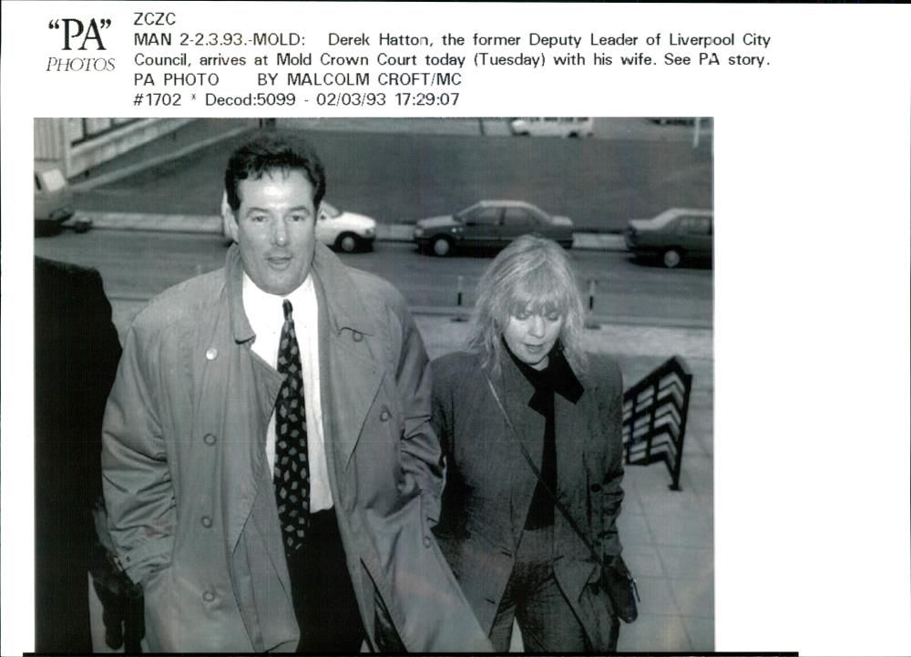 Derek Hatton arrives with his wife Shirley at Mold Crown Court - Vinta