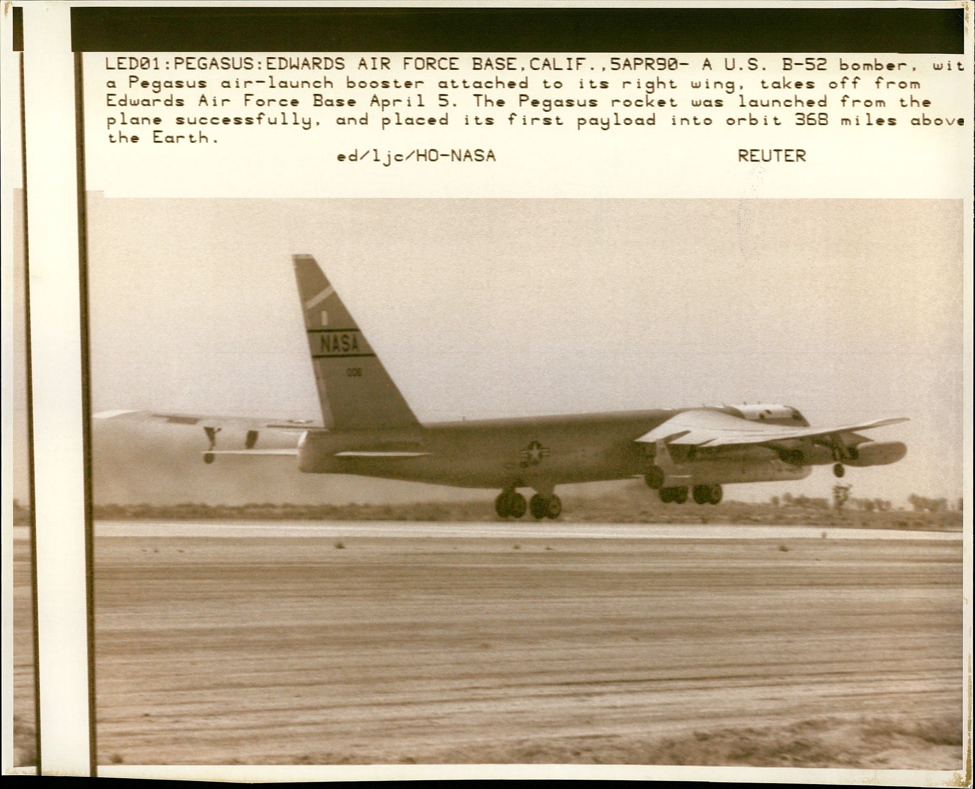 THE PEGASUS ROCKET WAS LAUNCHED FROM PLANE SUCC EDWARD SYKES AIR FORCE
