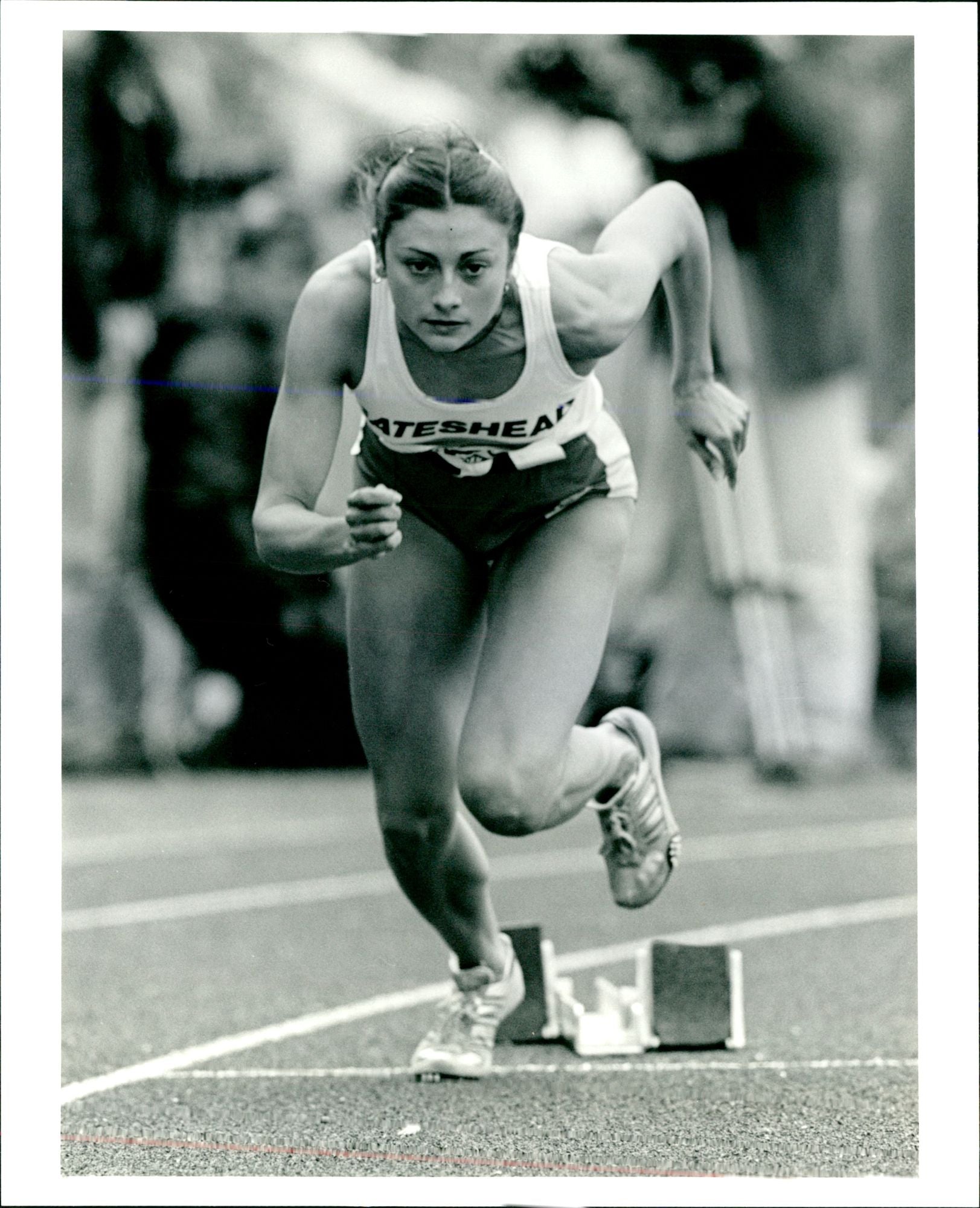 Angela Piggford on the starting line - Vintage Photograph