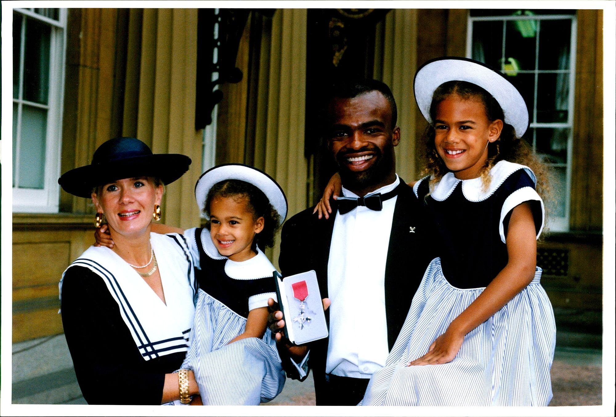 British athlete Kriss Akabusi with his family - Vintage Photograph