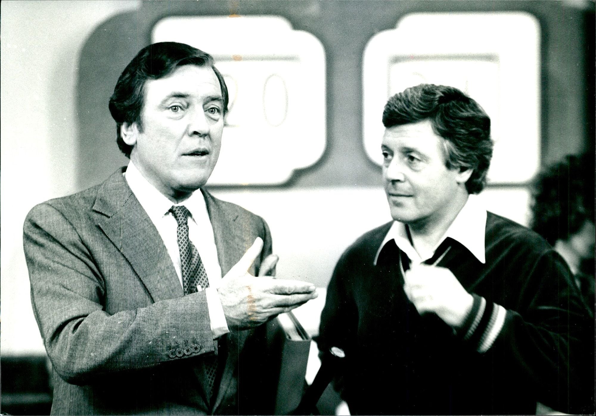 English TV presenter Michael Aspel (R) with Eamonn Andrews - Vintage P