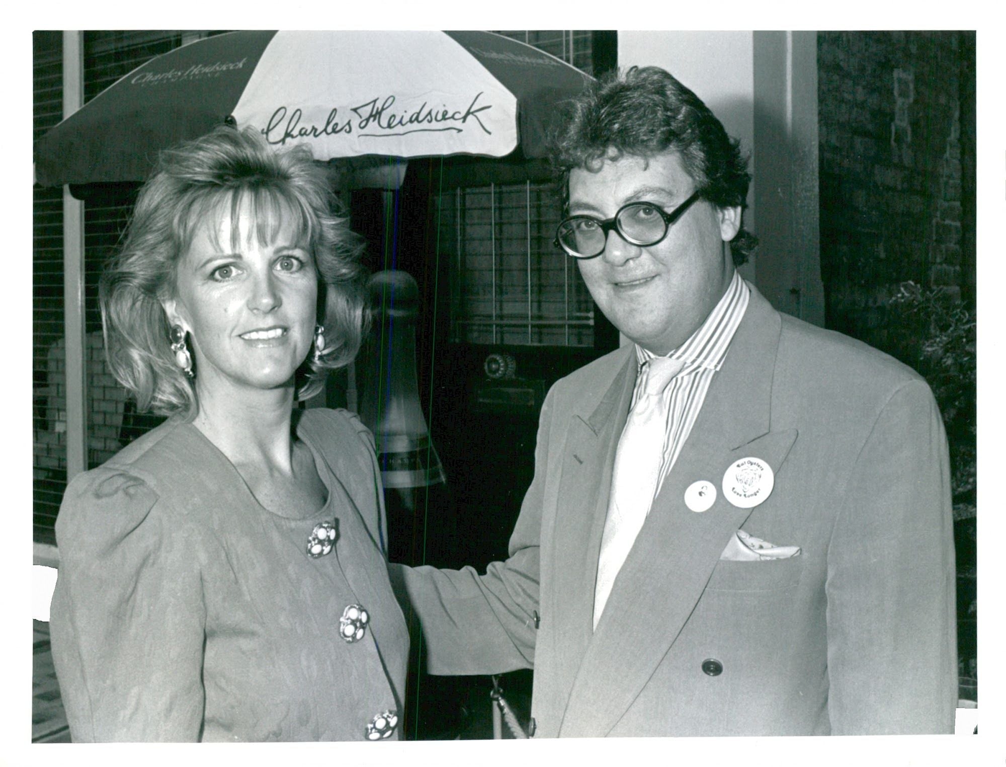 Mr & Mrs Nicholas Kerman, owners of Drones restaurant, at a party in L