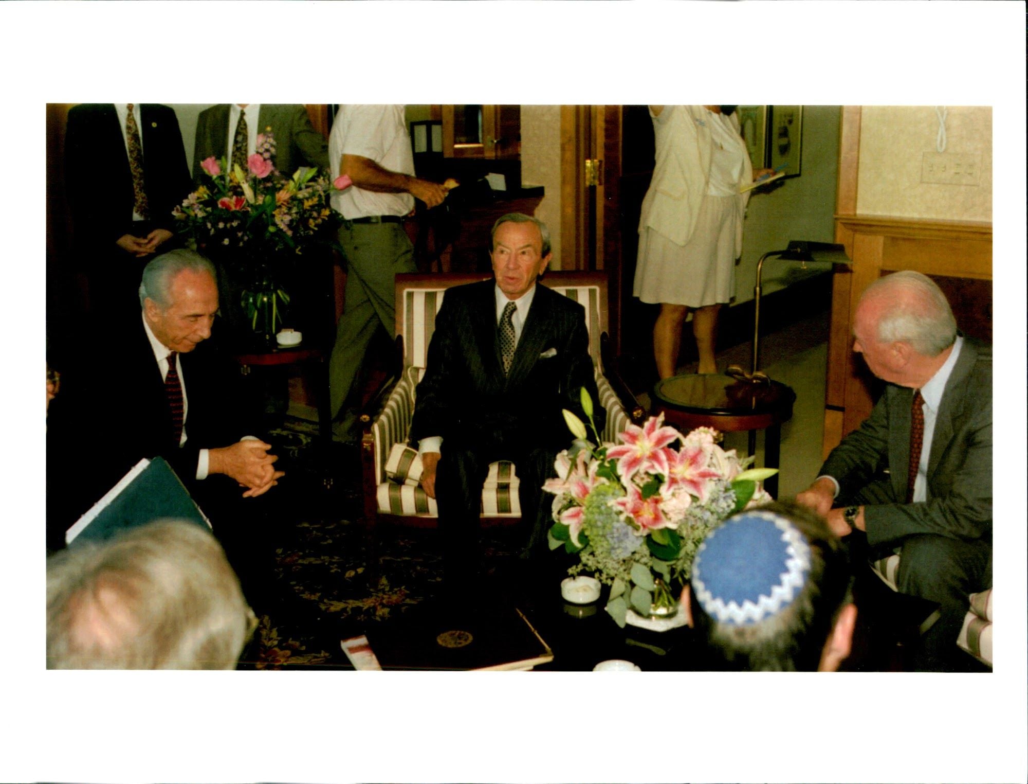 Yitzhak Rabin with Warren Christopher and Shimon Peres - Vintage Photo