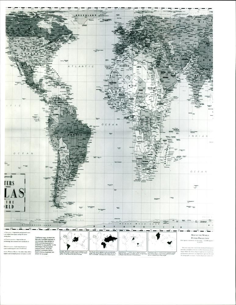 Atlas map by cartographer Professor Arno Peters - Vintage Photograph