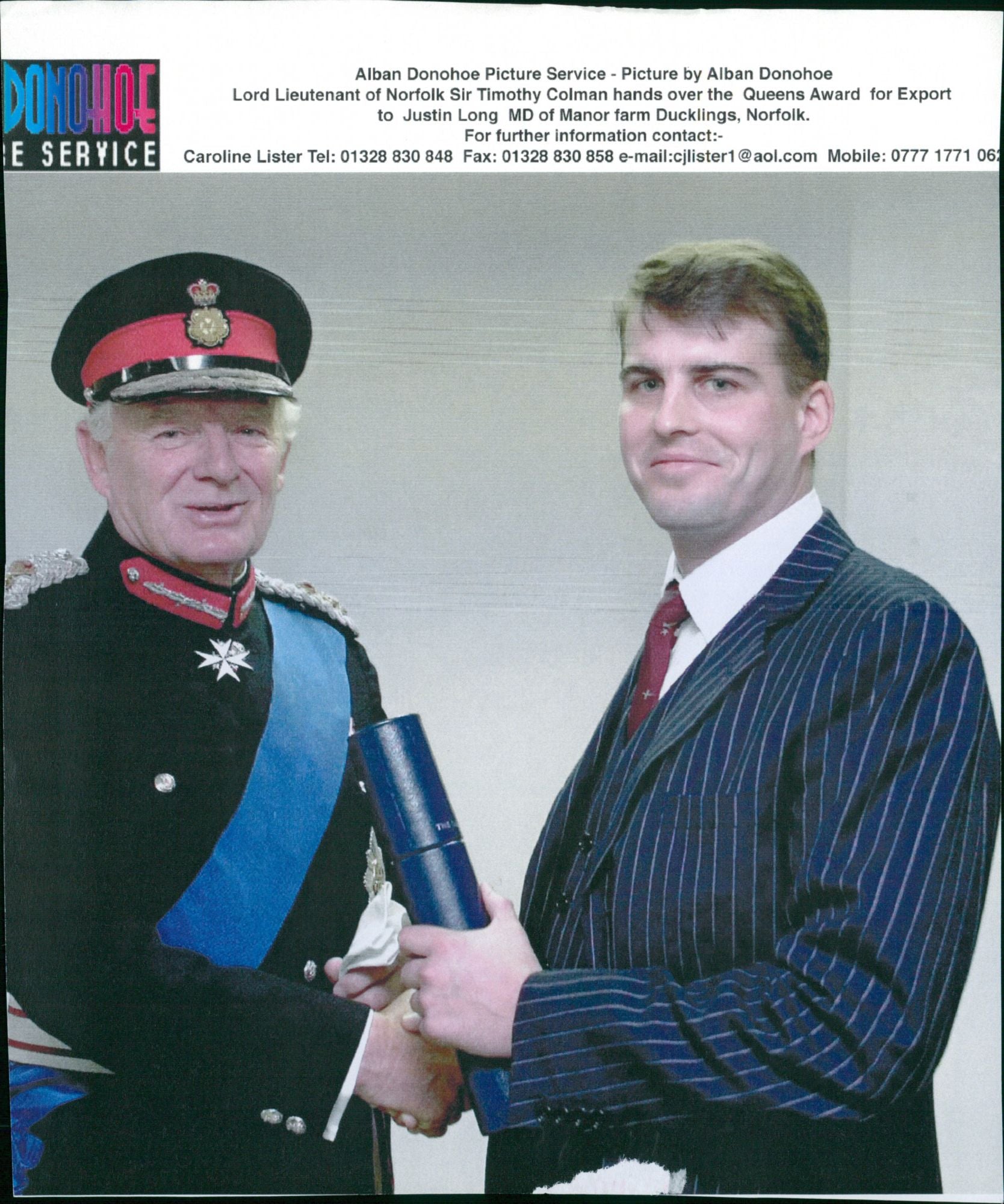 Justin Long and Lord Lieutenant of Norfolk Sir Timothy Colman - Vintag