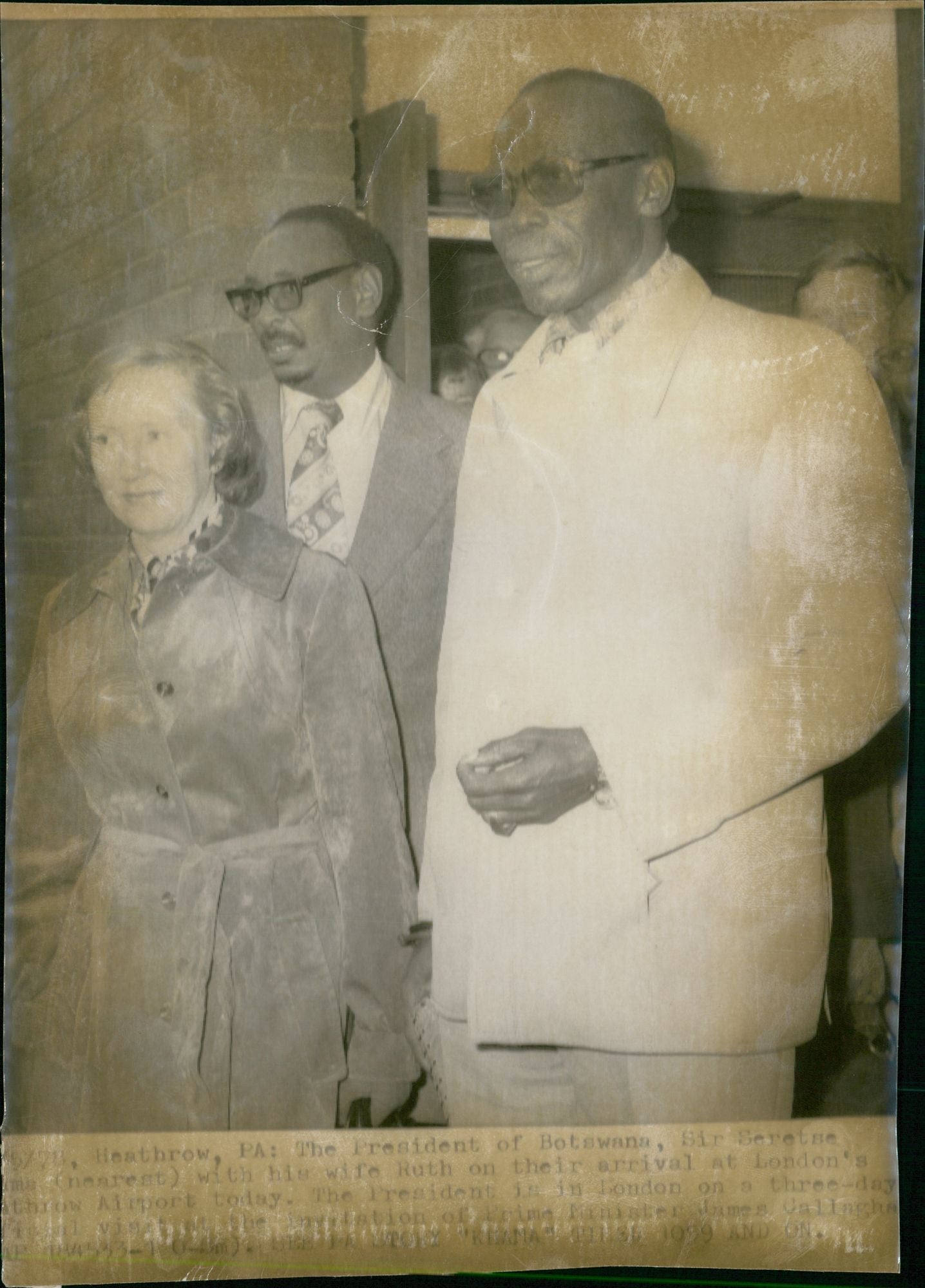 Sir Seretse Khama with his wife Ruth. - Vintage Photograph